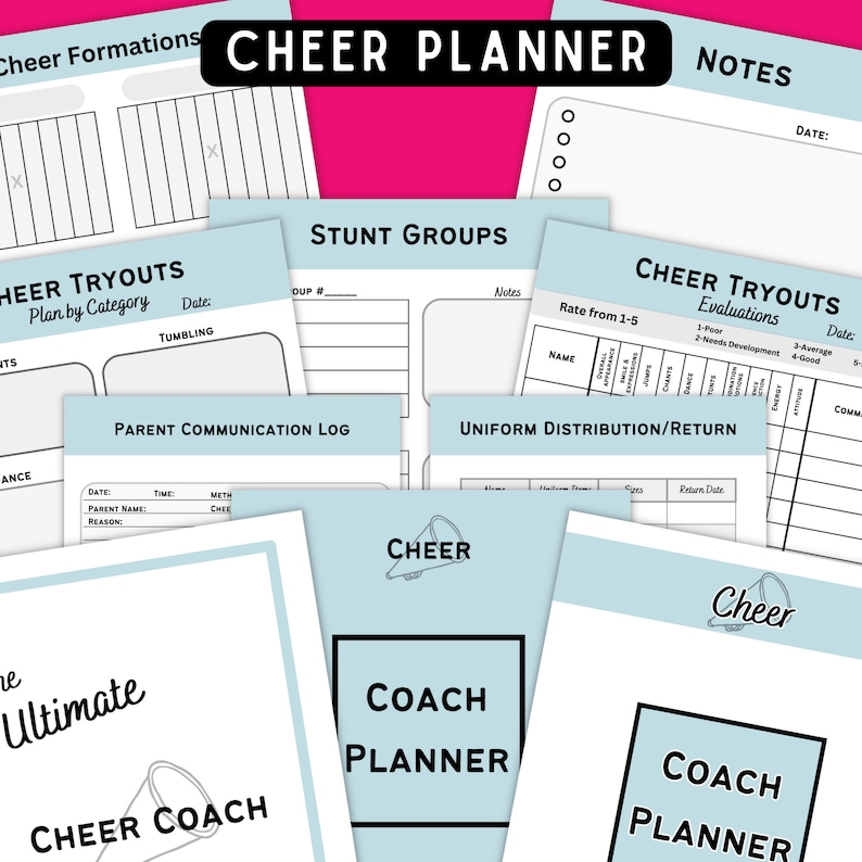 Editable Cheer Planner, Digital Cheer Planner, Cheer Coach Planner ...