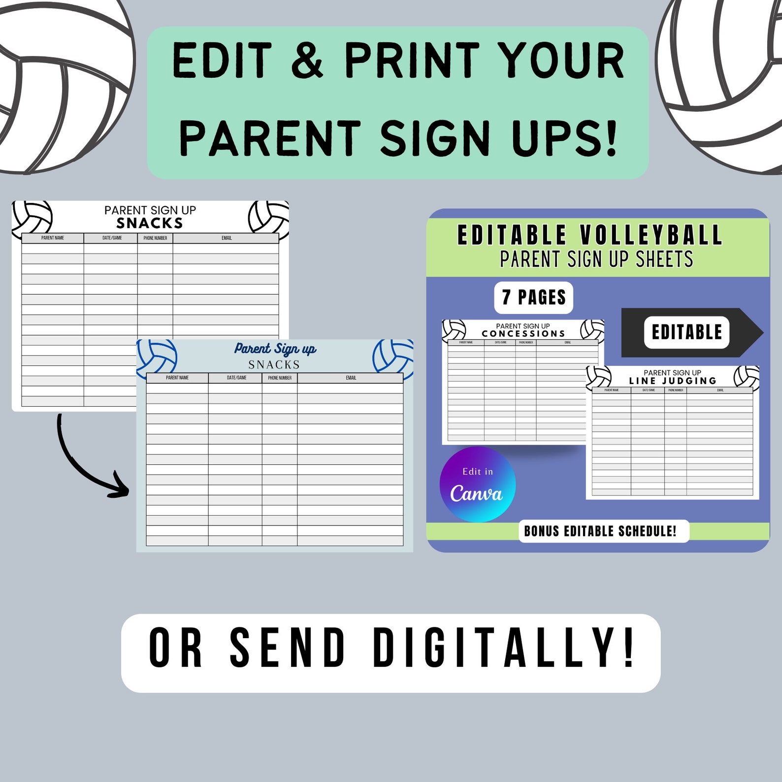 Volleyball Parent Meeting Bundle for Coaches, Parent Meeting Forms ...