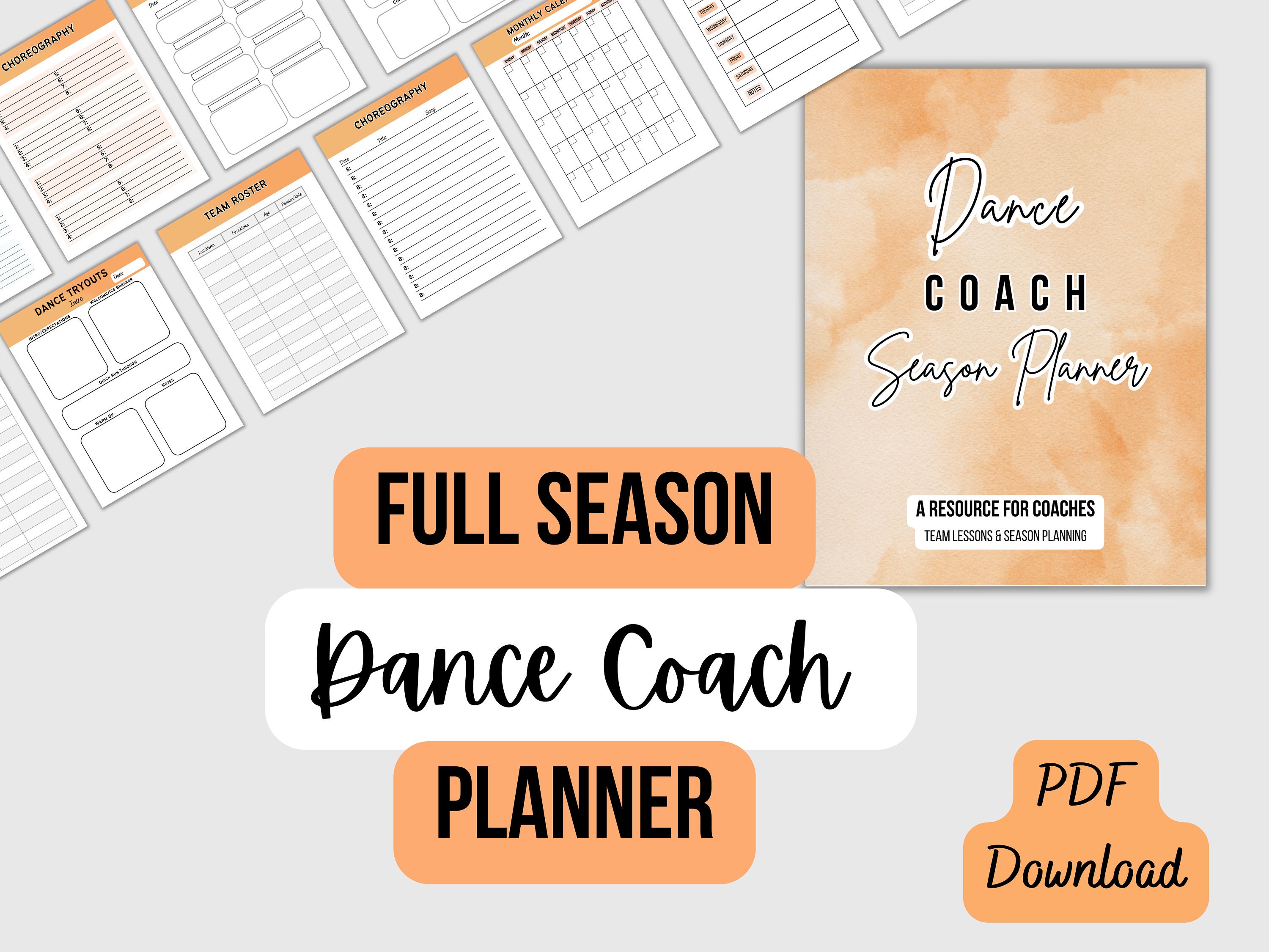 PDF Dance Coach Planner, Dance Teacher Planner, Dance Team Planner for ...