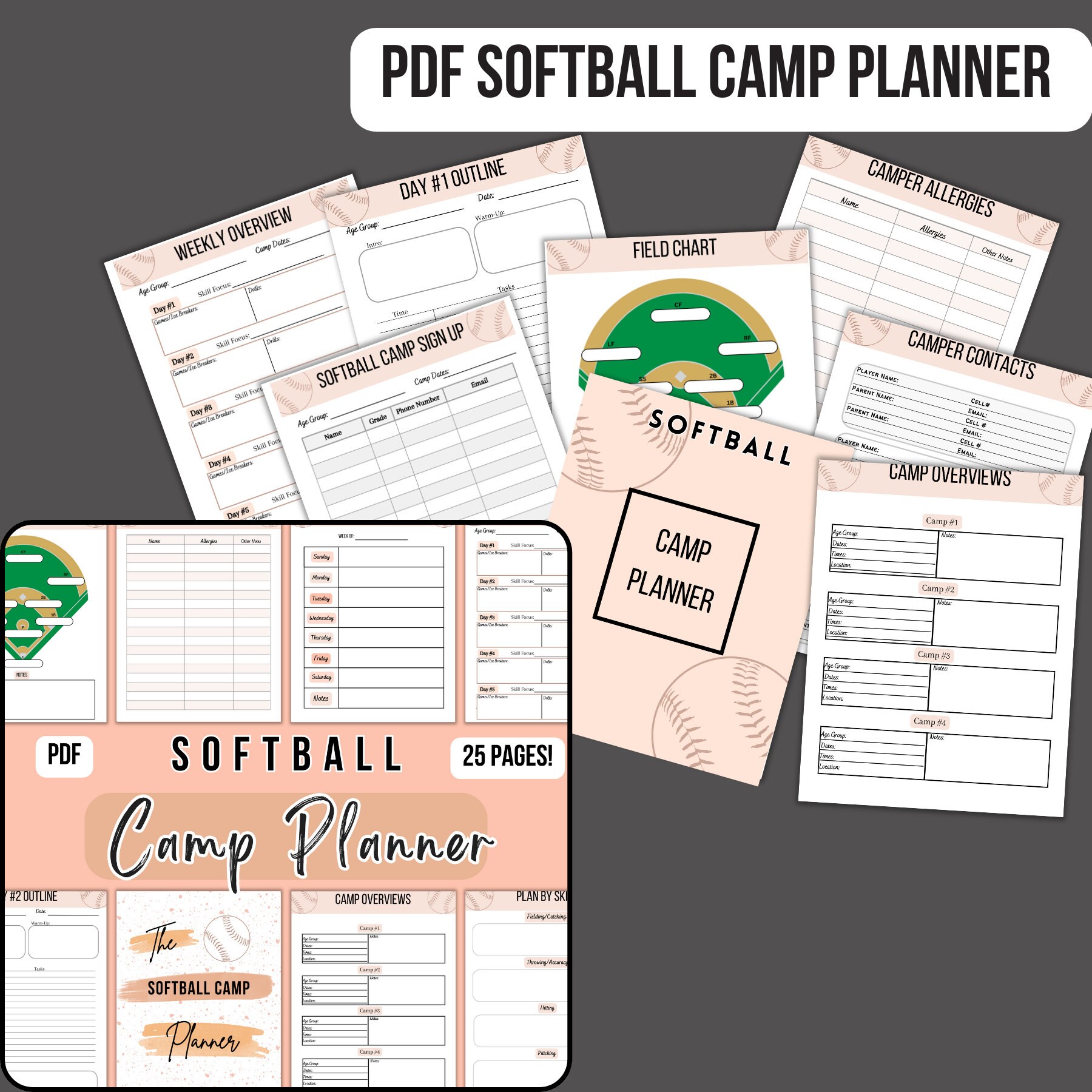 Softball Coach Bundle, Softball Coach Planners, Softball Coach Resources, Softball Coach Instant ...