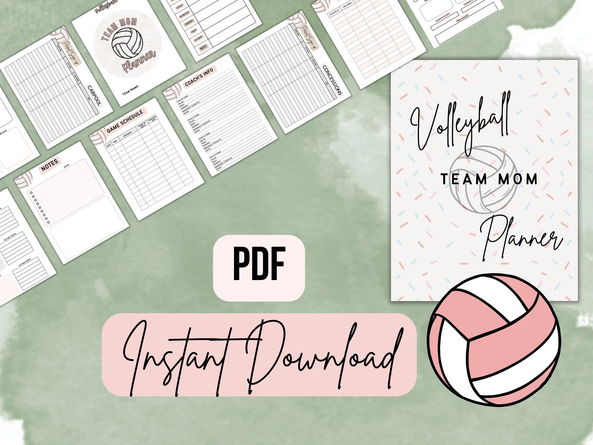 Volleyball Team Mom Planner, Volleyball Printable Planner, Team Mom ...