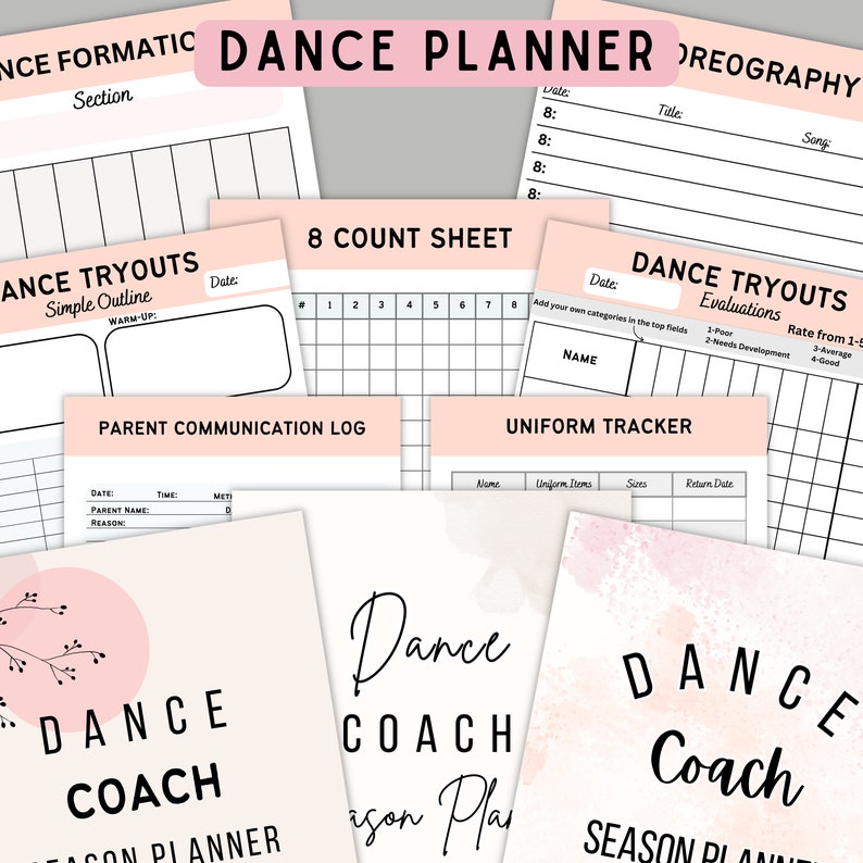 Editable Dance Planner, Editable Dance Coach Planner, Dance Teacher ...