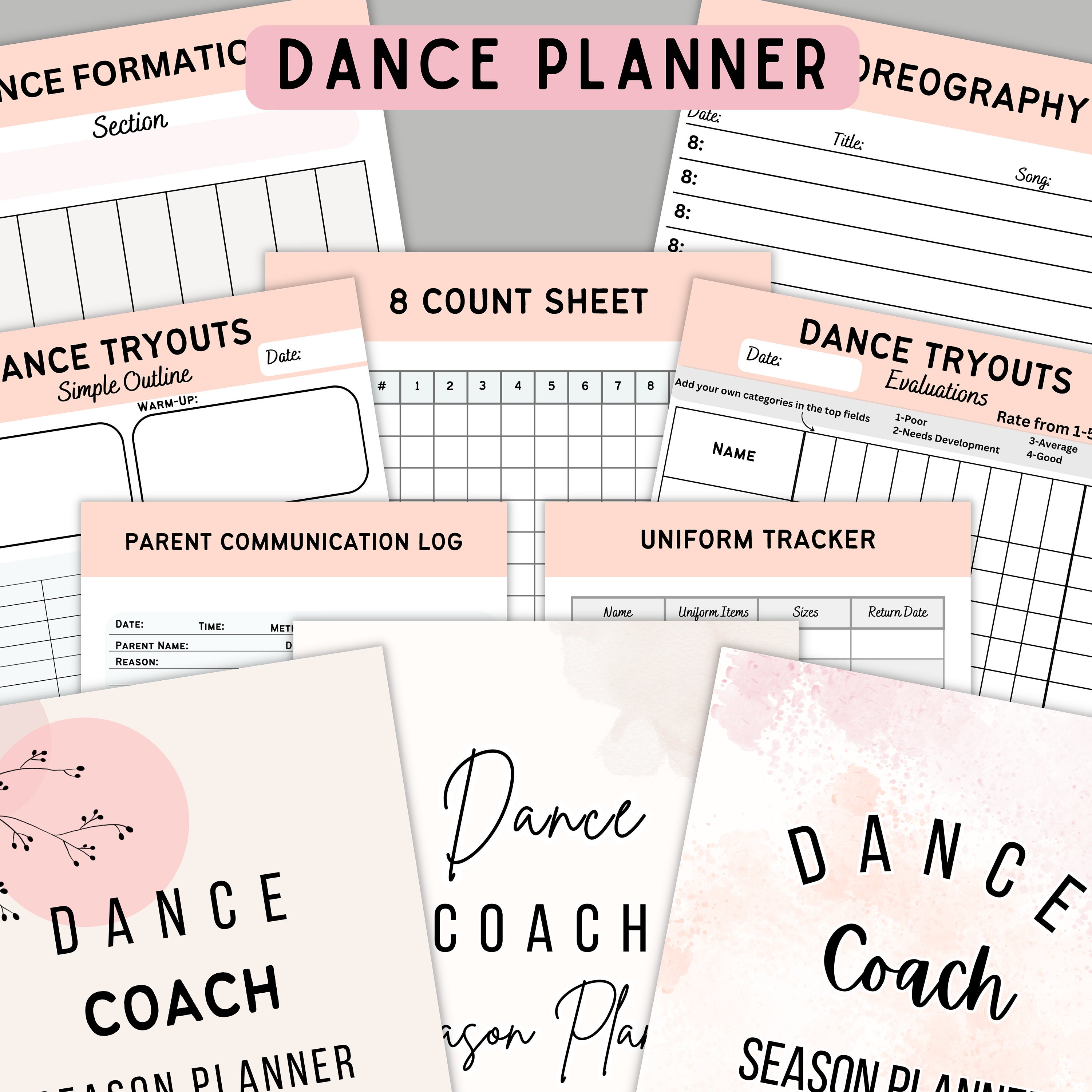 Editable Dance Planner, Editable Dance Coach Planner, Dance Teacher ...
