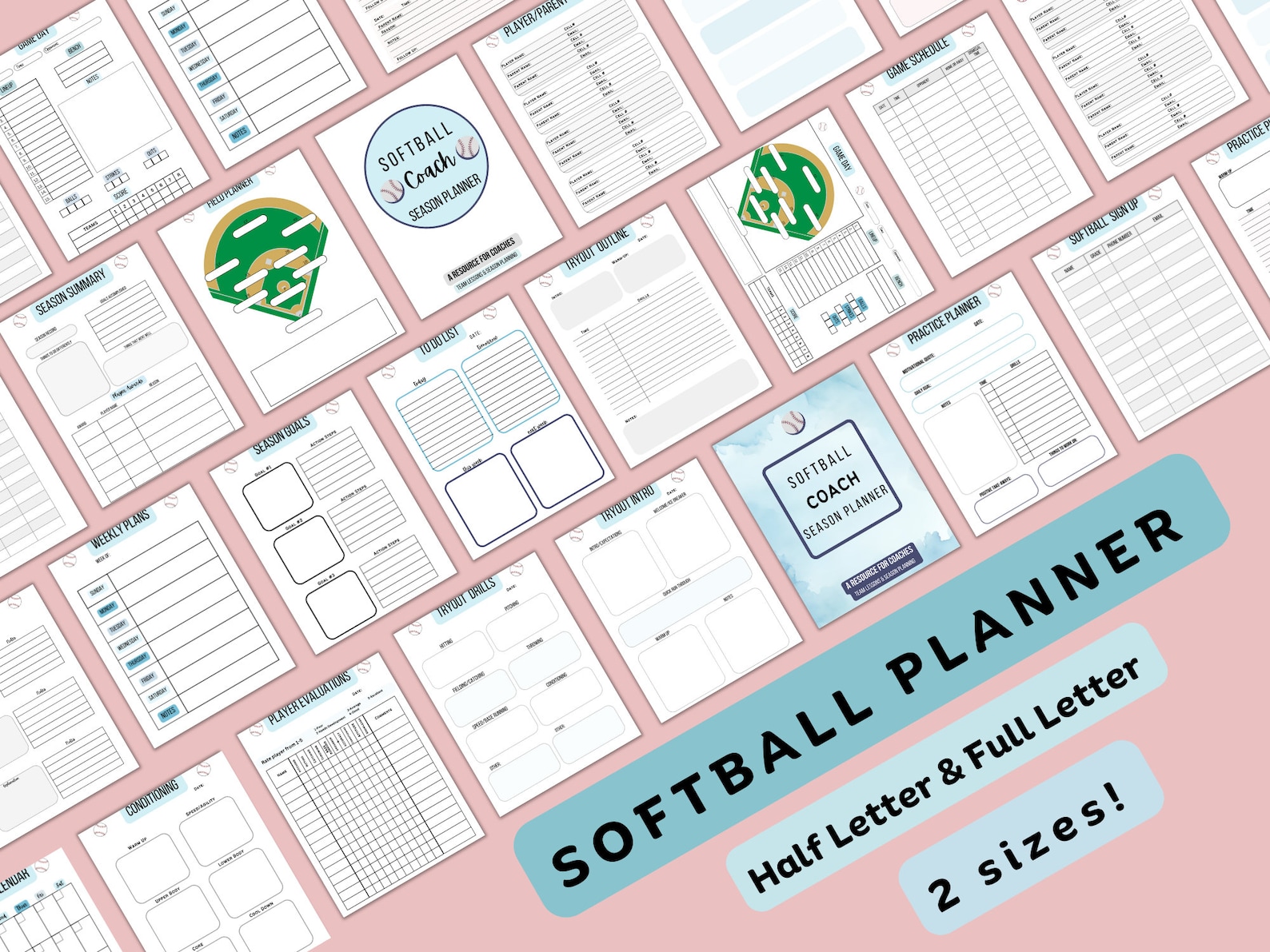 Softball Coach Planner, Softball Season Planner, Printable Planner ...