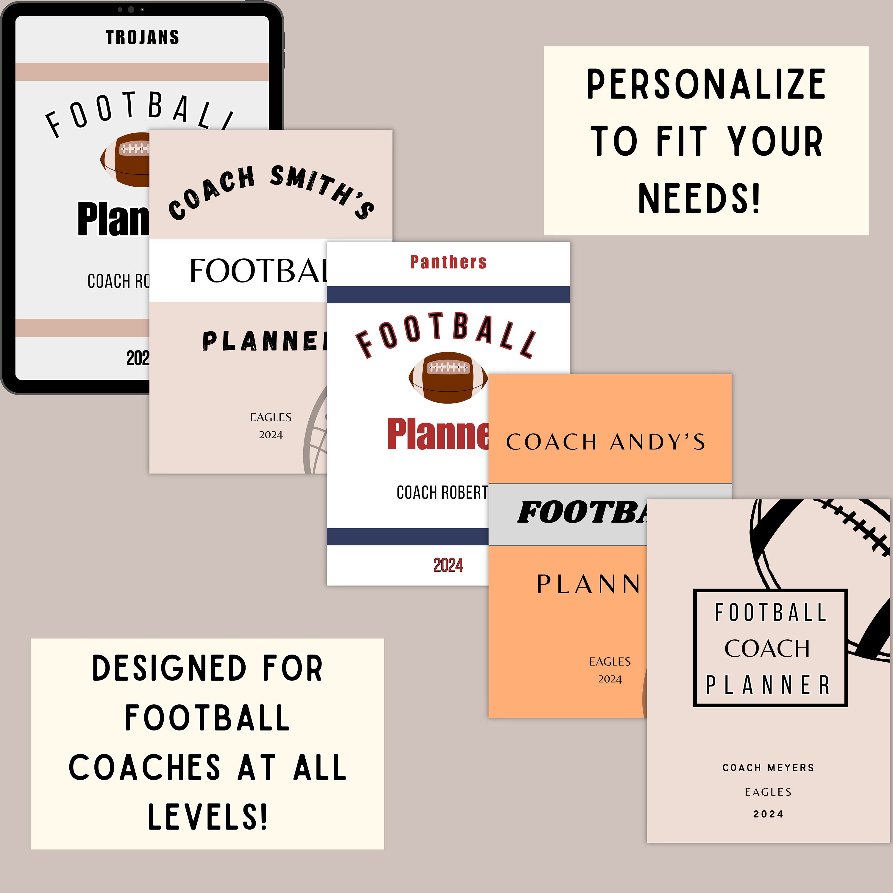 Editable Football Coach Planner, Printable Football Coach Planner ...