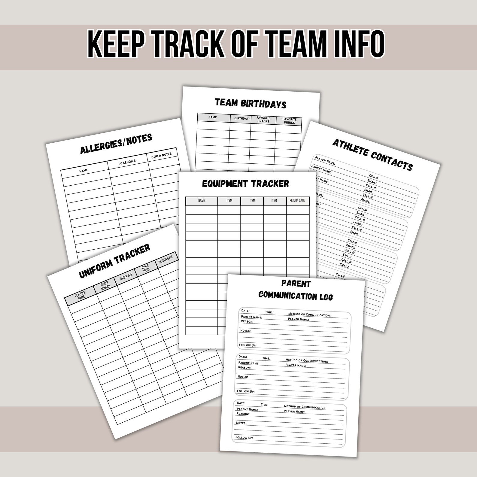 PDF Football Coach Planner, Printable Football Planner, Football Season ...