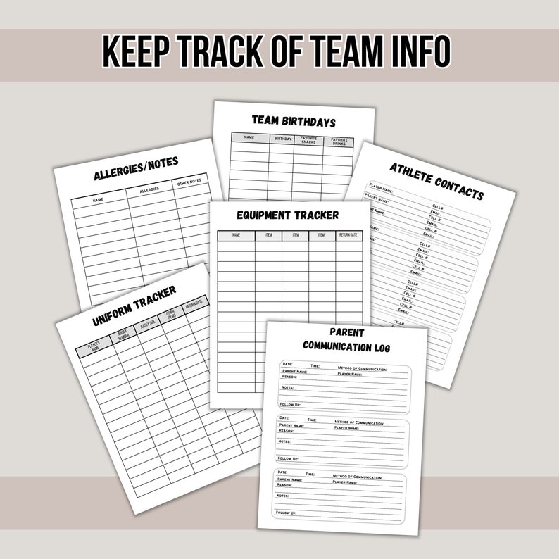 PDF Football Coach Planner, Printable Football Planner, Football Season ...