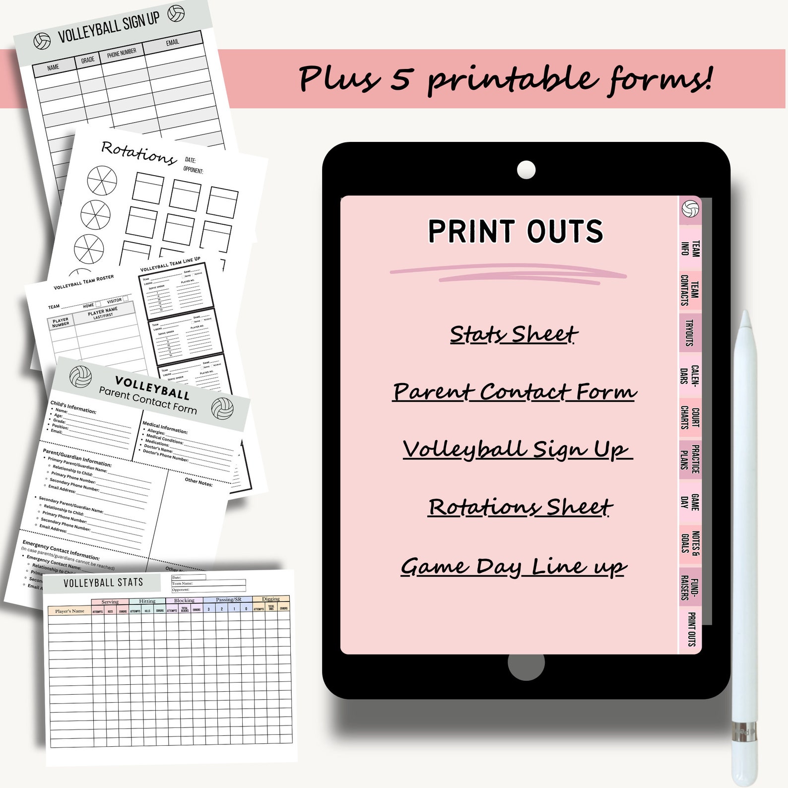 Digital Volleyball Coach Planner, Volleyball Coach Planner, Volleyball ...