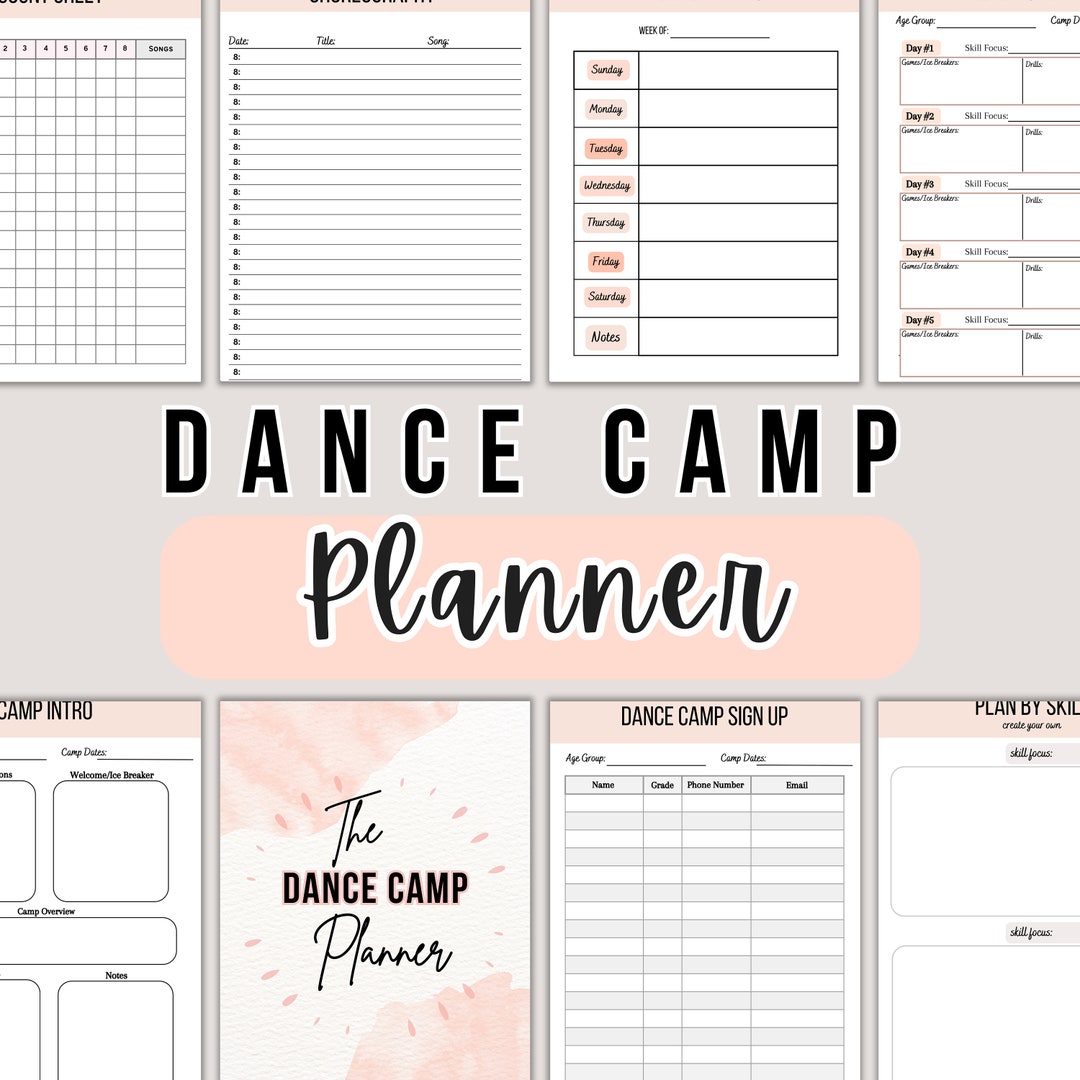 Dance Camp Planner, Dance Coach Planner, Dance Camp Guide, Dance Camp ...