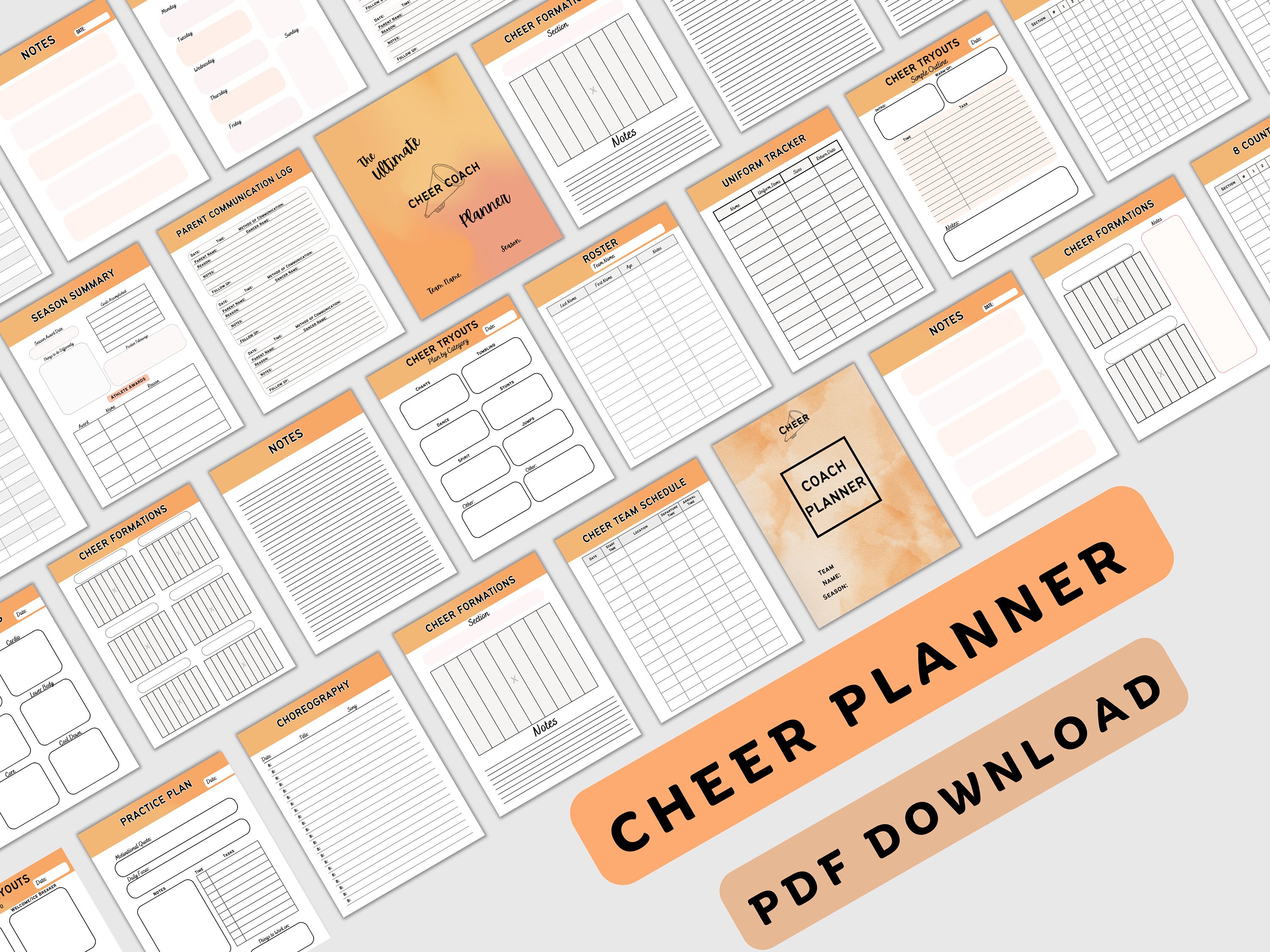 Cheer Coach Planner, Printable Cheer Planner, Cheer Season Planner ...