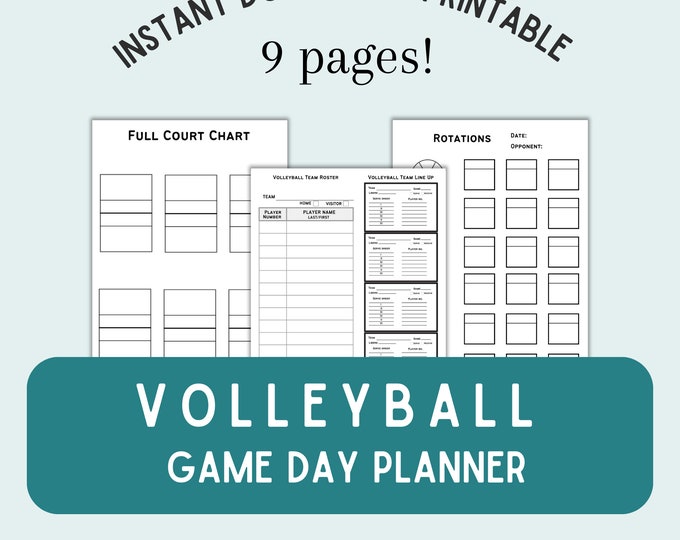Fillable Printable Volleyball Planner for Coach, Captain and Team, Game ...