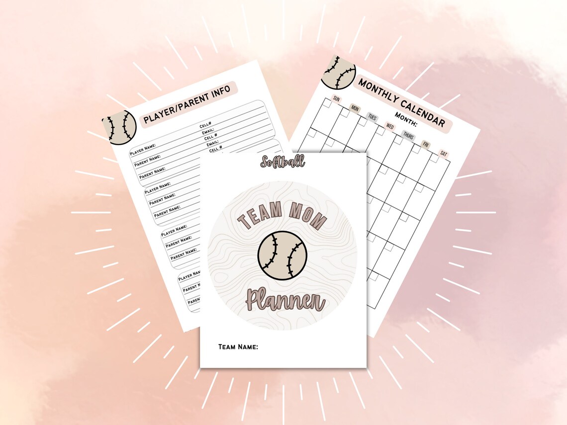 Softball Team Mom Planner, Softball Planner, Softball Mom Planner ...