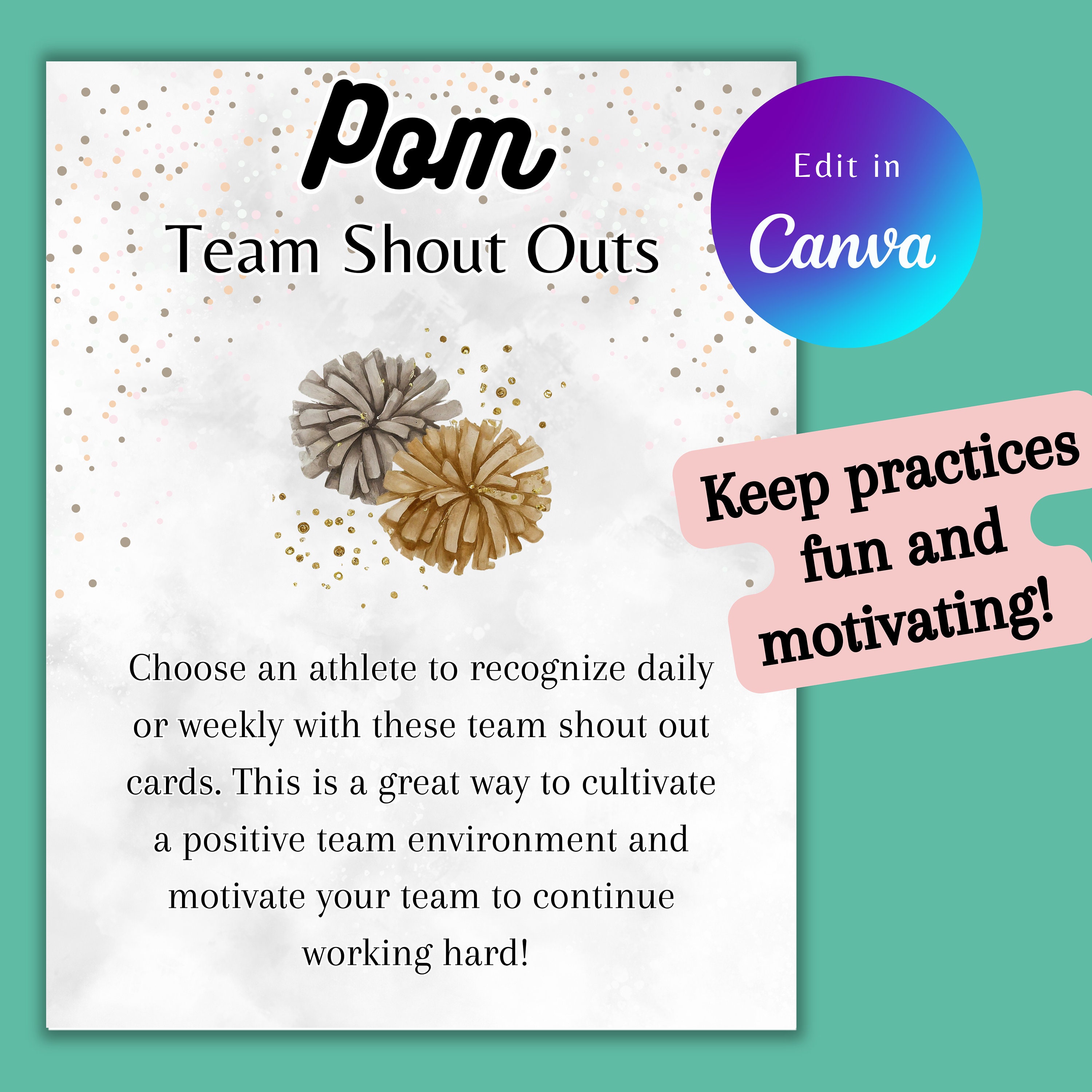 Editable Pom Team Shout Outs, Pom Team Awards, Pom Squad Certificates ...