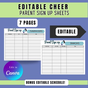 Editable Cheer Sign up Sheets, Cheer Volunteer Sign Ups, Cheer ...