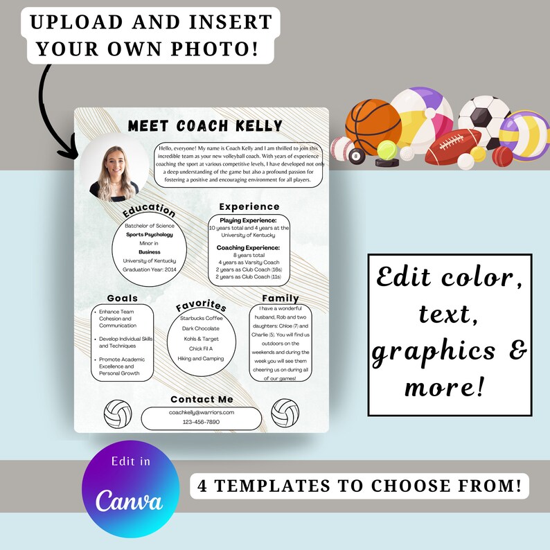 Meet the Coach, Meet the Coaches, Editable Meet the Coach Templates ...