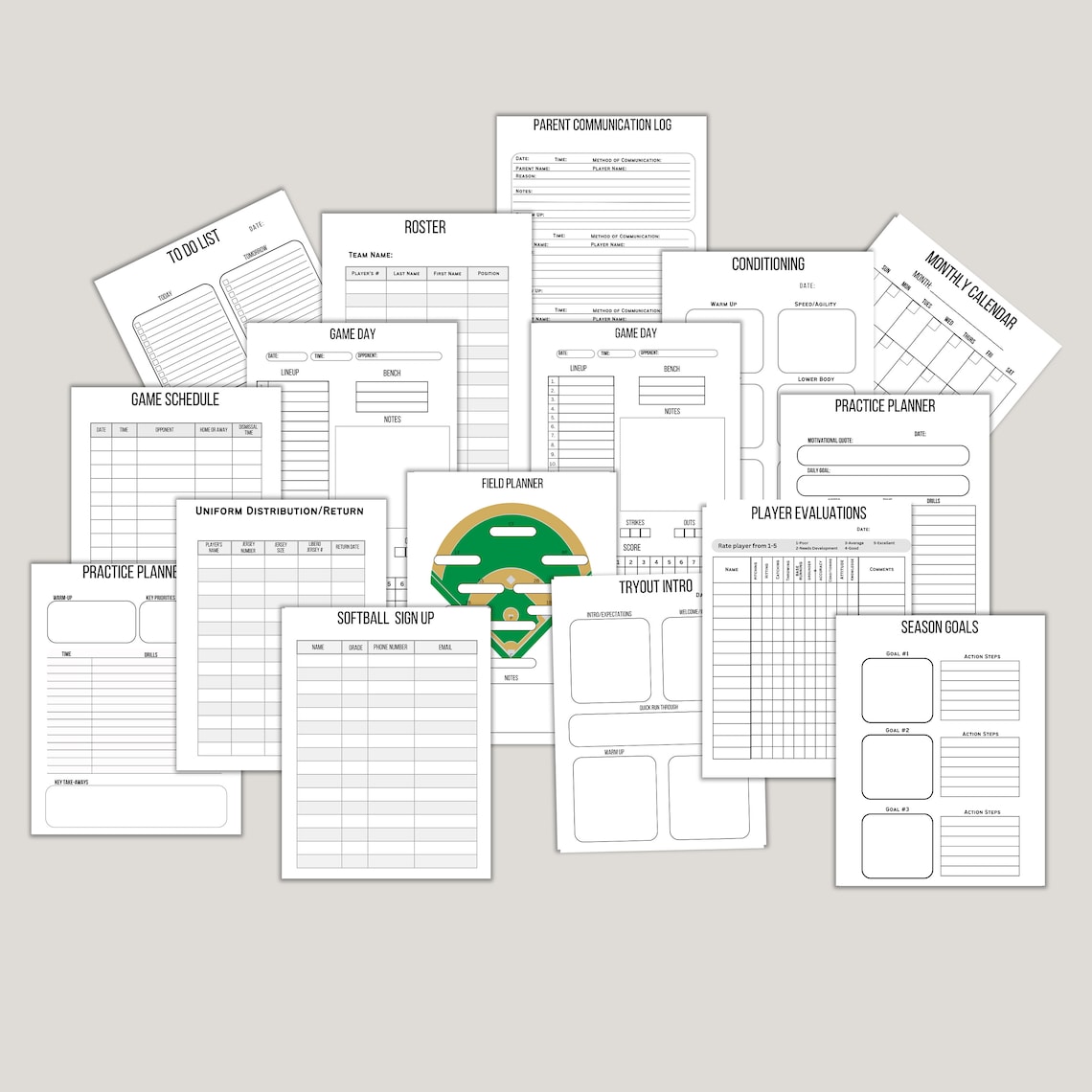 PDF Softball Coach Planner, Softball Planner, Softball Practice Planner ...