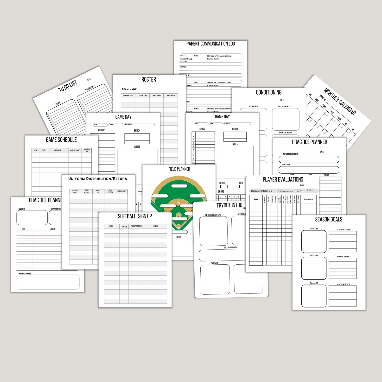 PDF Softball Coach Planner, Softball Planner, Softball Practice Planner ...