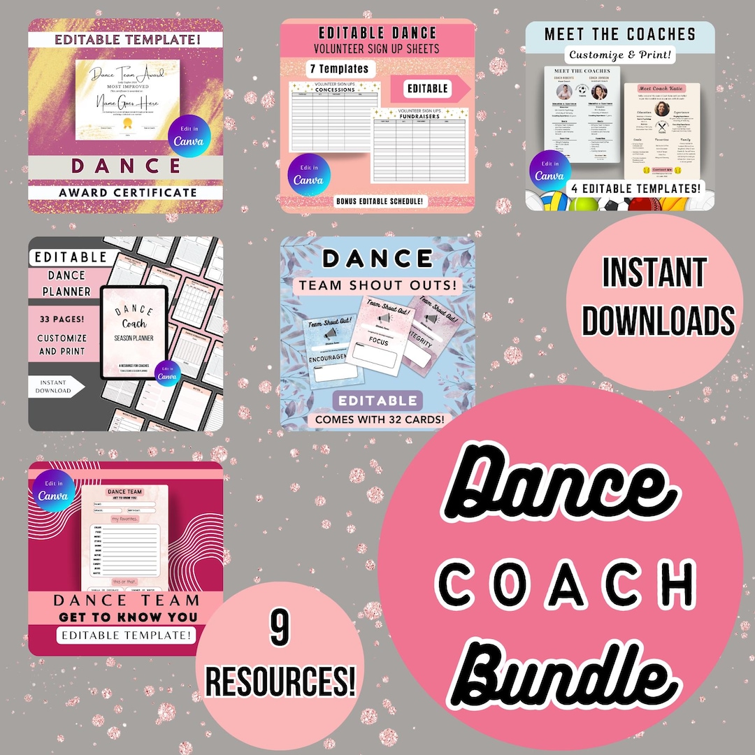 Digital Dance Coach Bundle, Dance Coach Planners, Editable Dance Forms ...