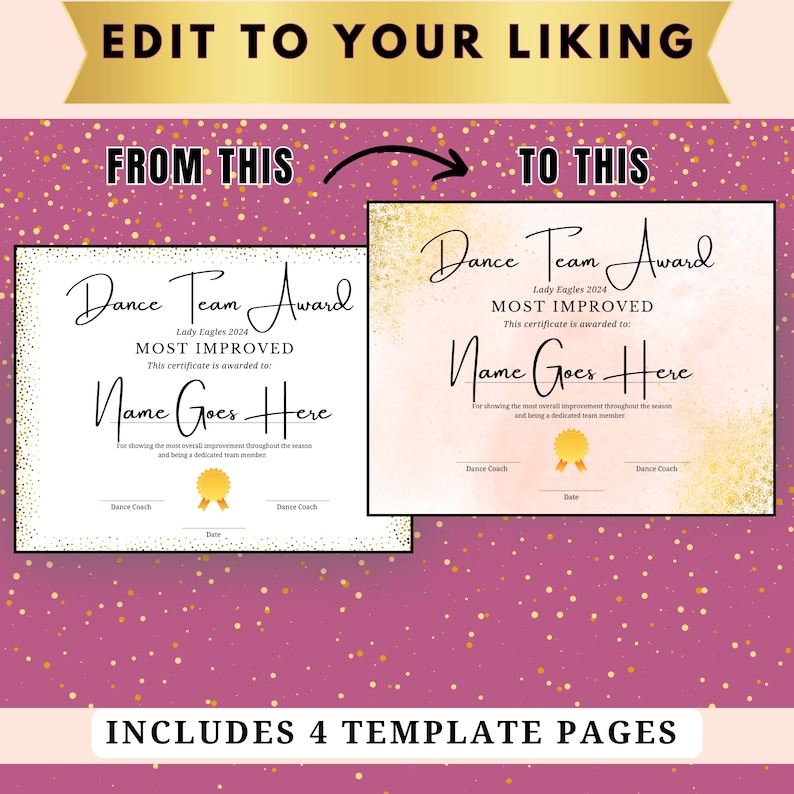 Editable Dance Awards, Editable Dance Certificates, Dance Team Awards ...