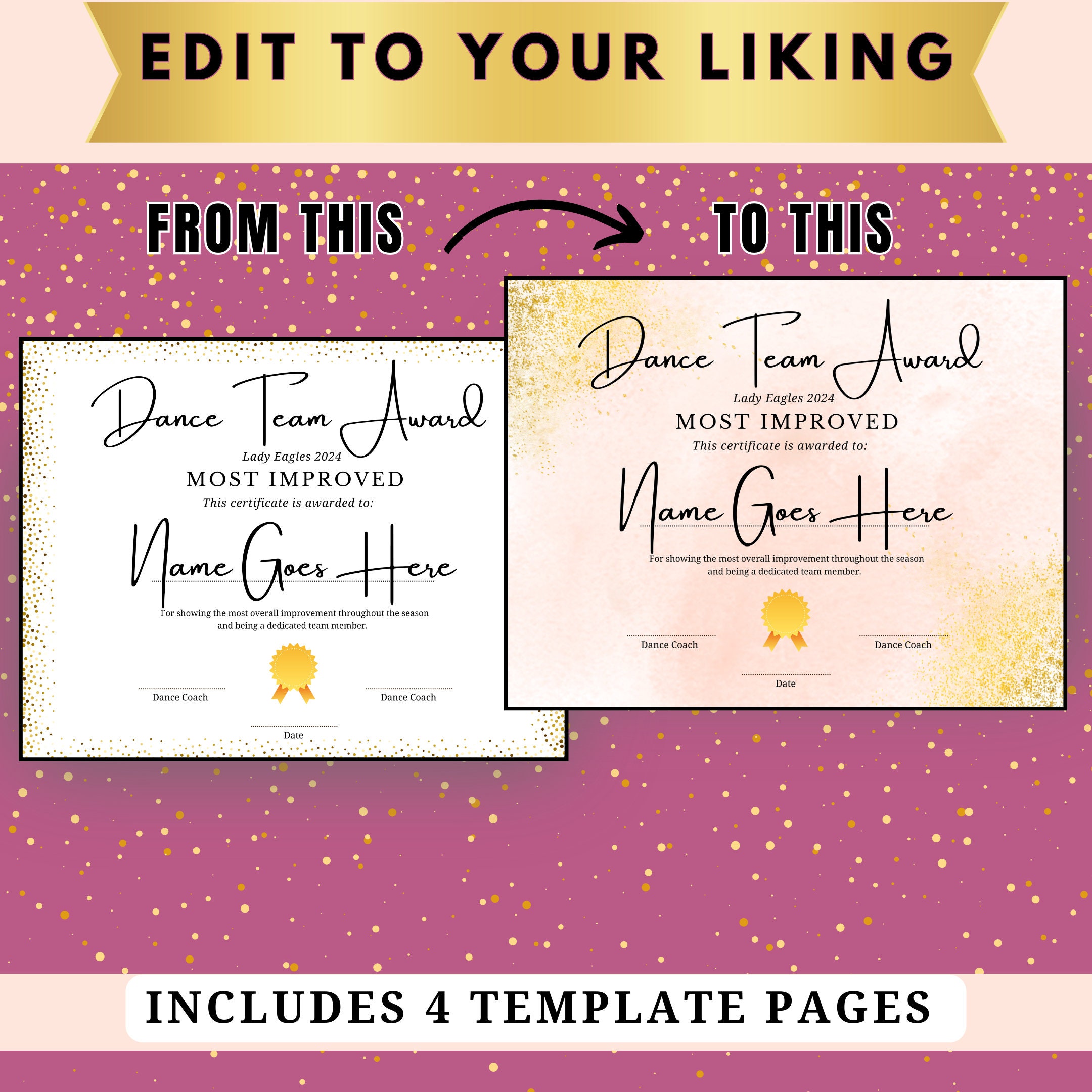 Editable Dance Awards, Editable Dance Certificates, Dance Team Awards ...