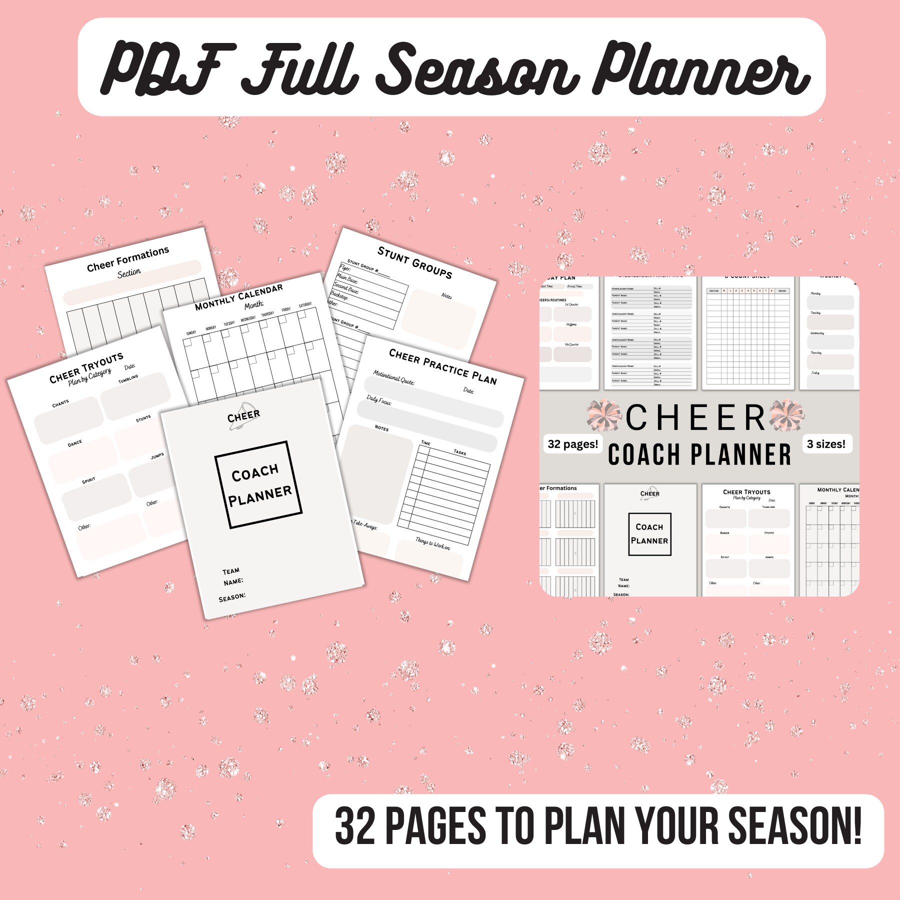 Cheer Coach Bundle, Cheer Coach Planners, Editable Cheer Forms ...