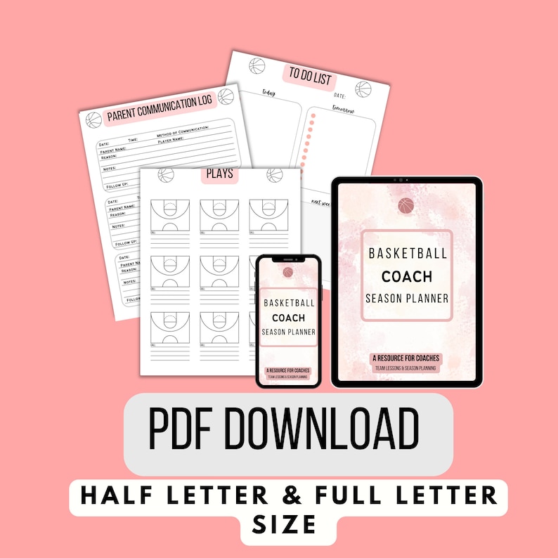 Basketball Planner, Basketball Coach Planner, Basketball Season Planner ...