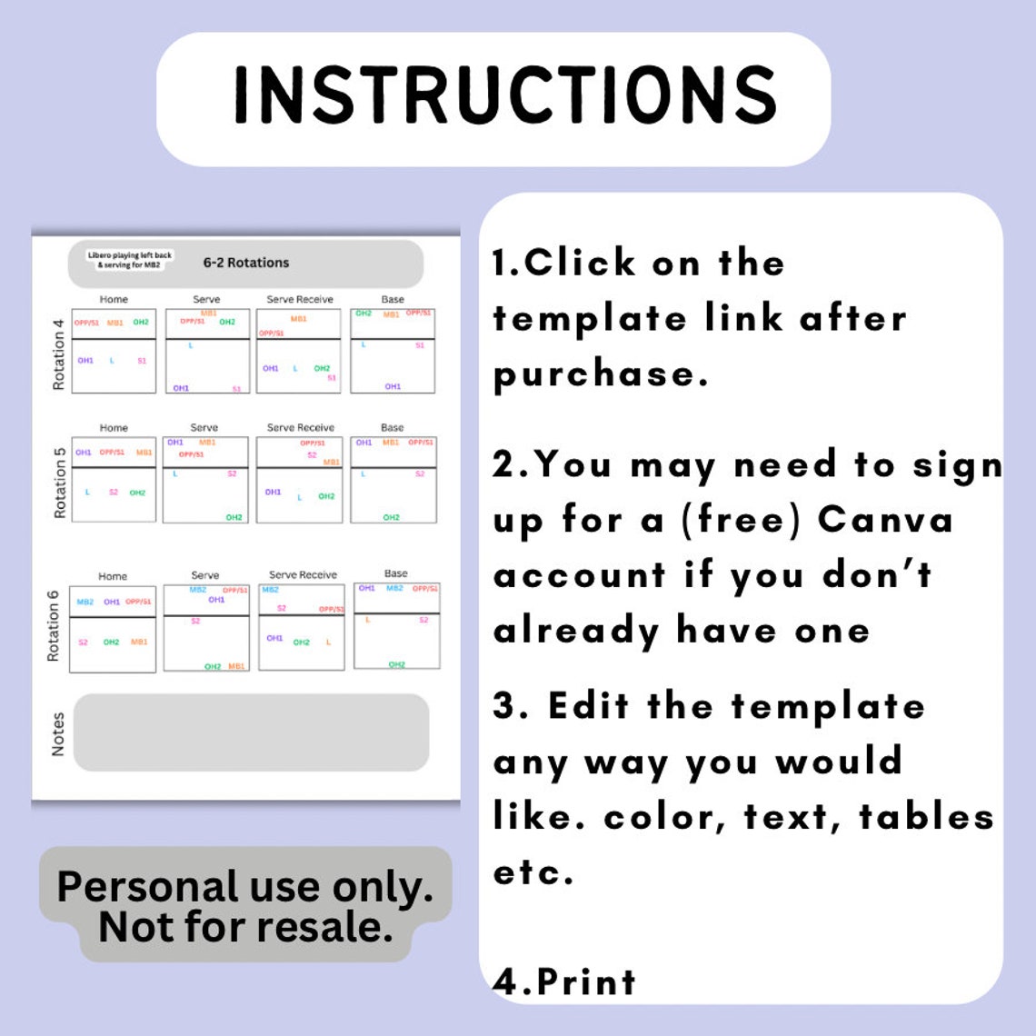 Editable Volleyball Rotations , Volleyball Formations, Volleyball ...
