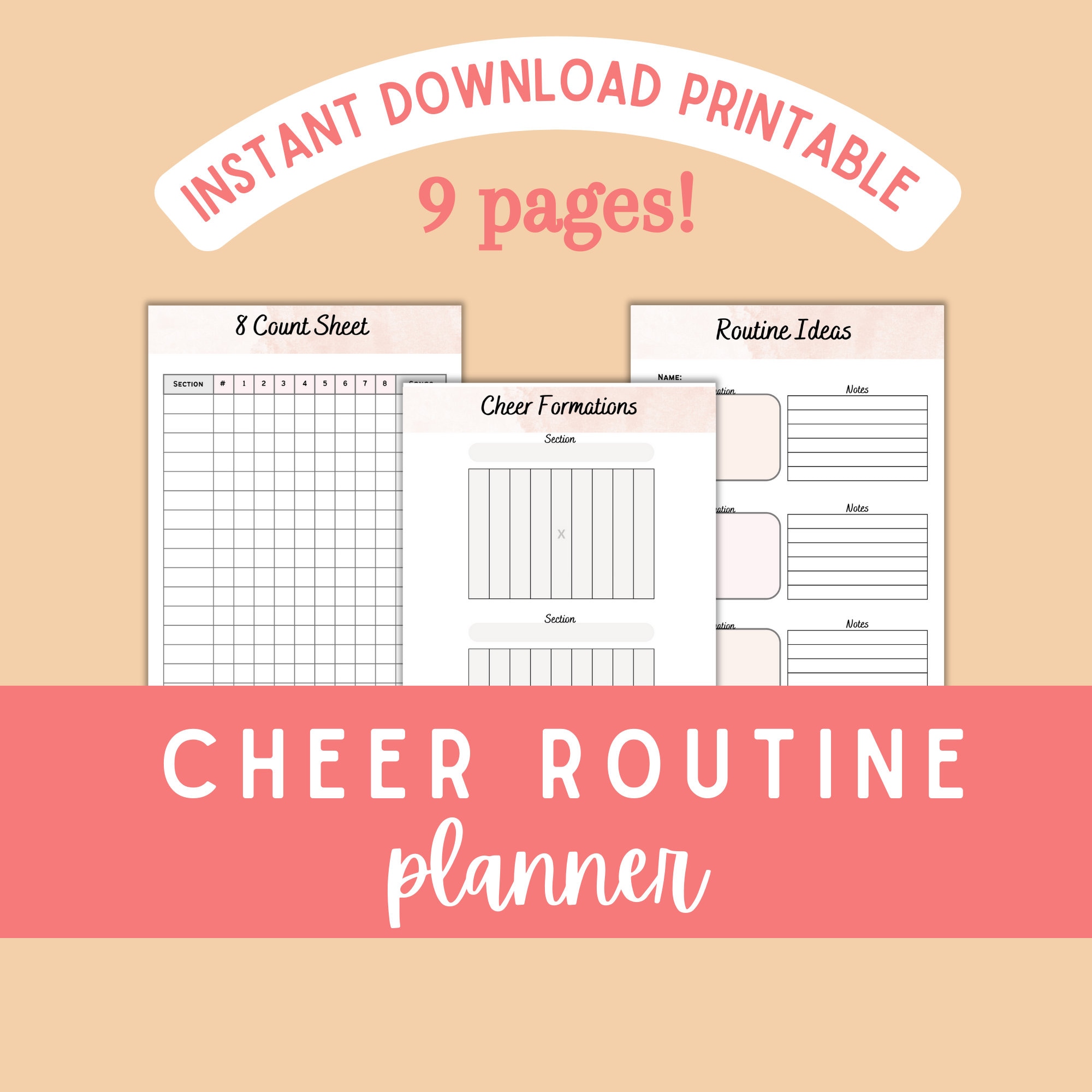 Cheer Routine Planner, Routine Planner, Printable Cheer Planner, Cheer ...