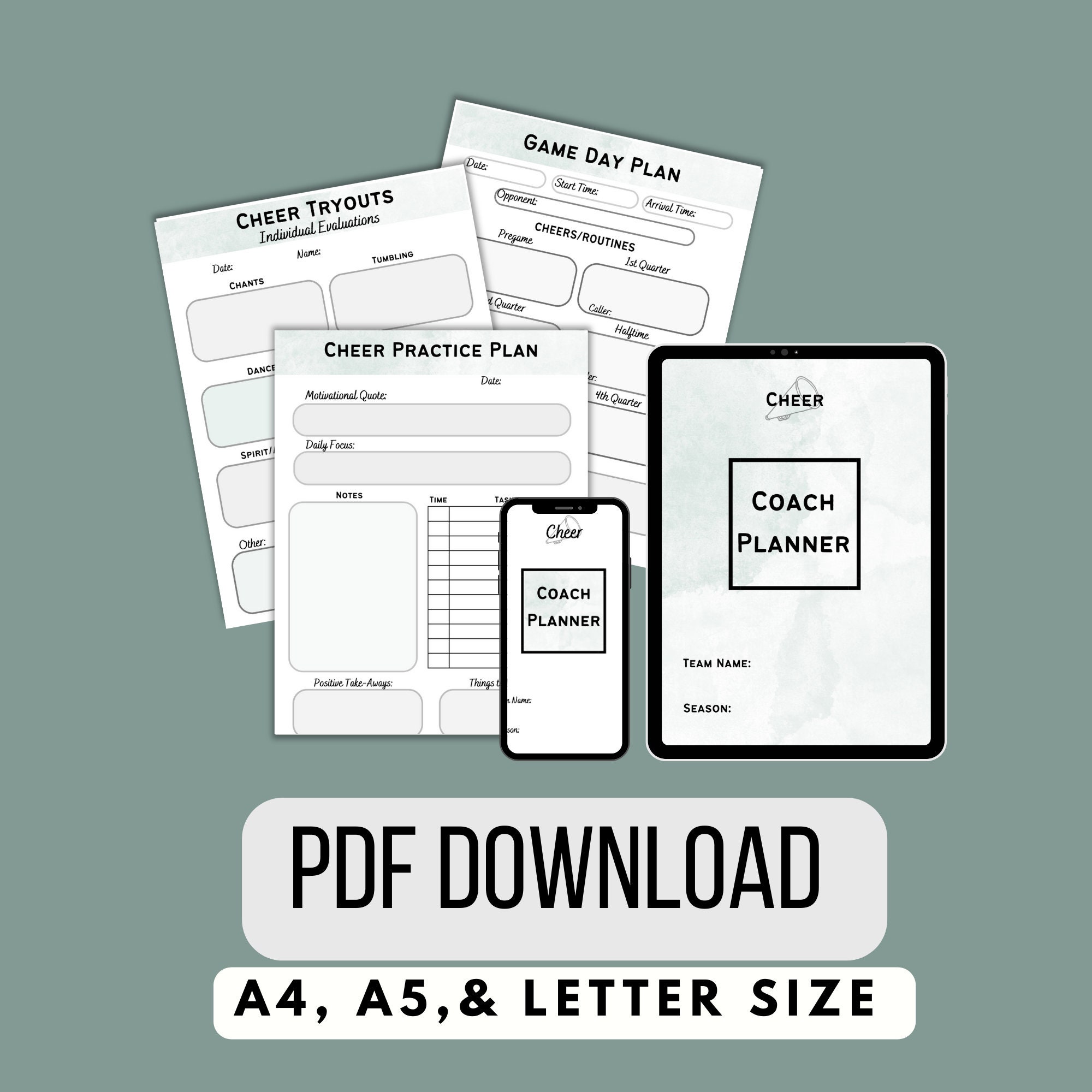 PDF Cheer Coach Planner, Printable Cheer Planner, Cheer Season Planner ...