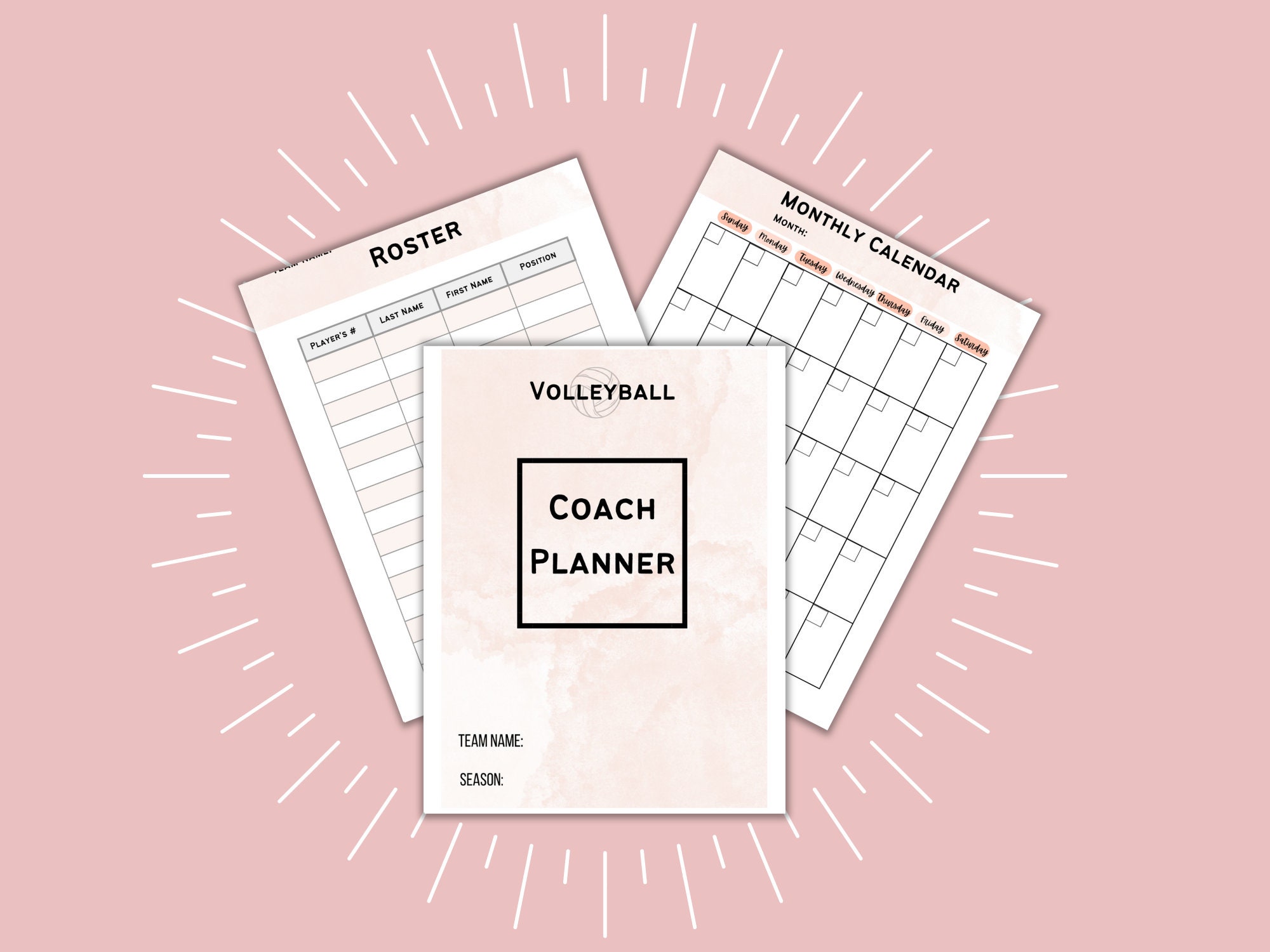 Fillable Volleyball Planner, Volleyball Coach Planner, Practice Plan ...
