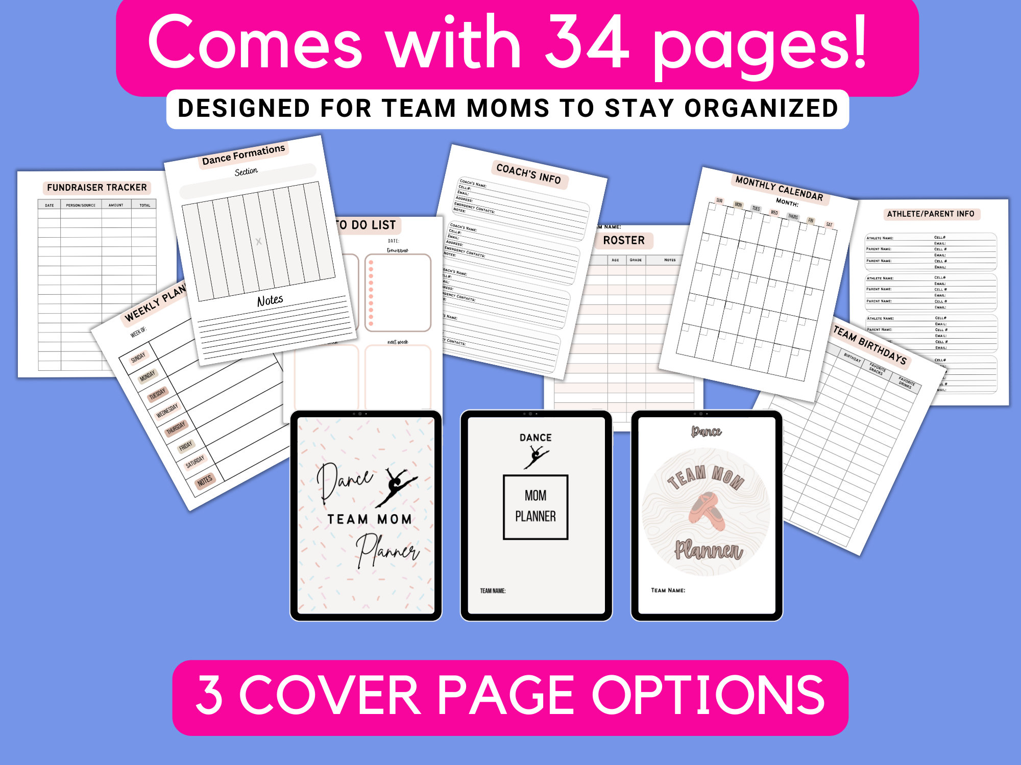 Dance Mom Planer, Dance Team Mom Planner, Team Mom Binder, Team Mom ...
