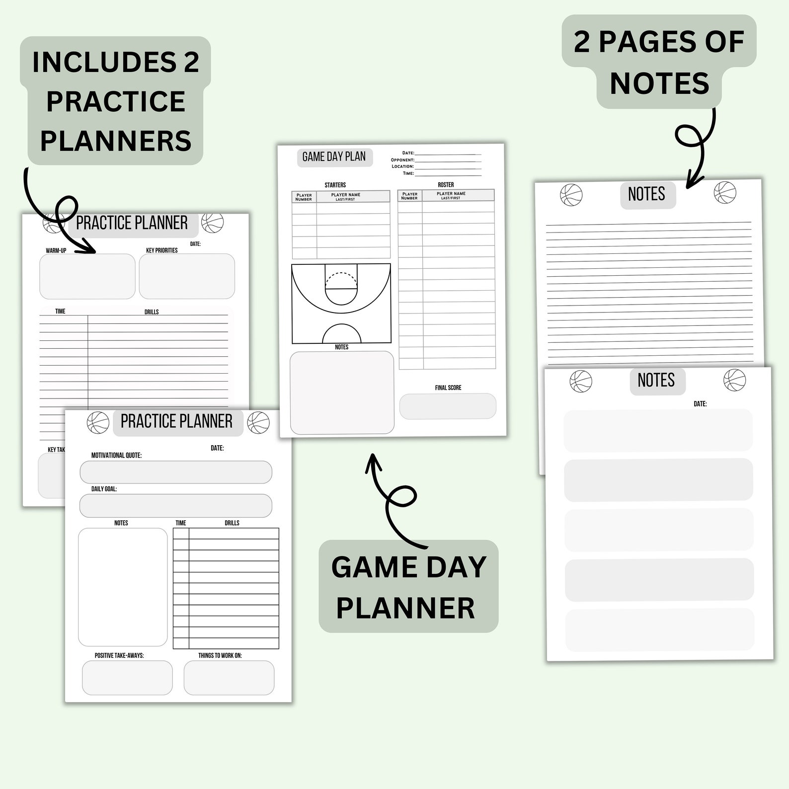 PDF Basketball Planner, Basketball Coach Planner, Basketball Season ...