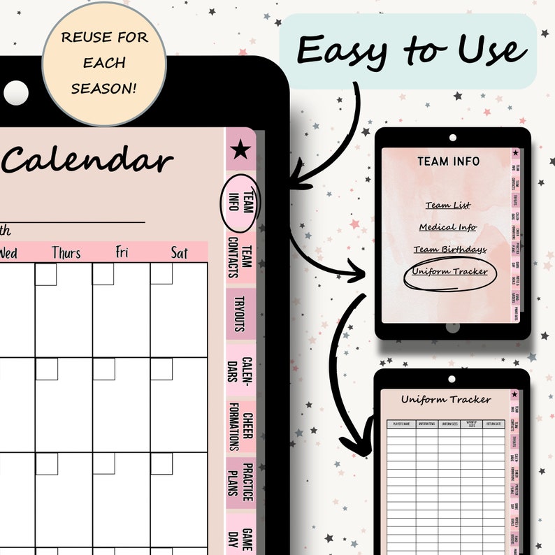 Digital Cheer Coach Planner, Hyperlinked Cheer Planner, iPad Cheer ...