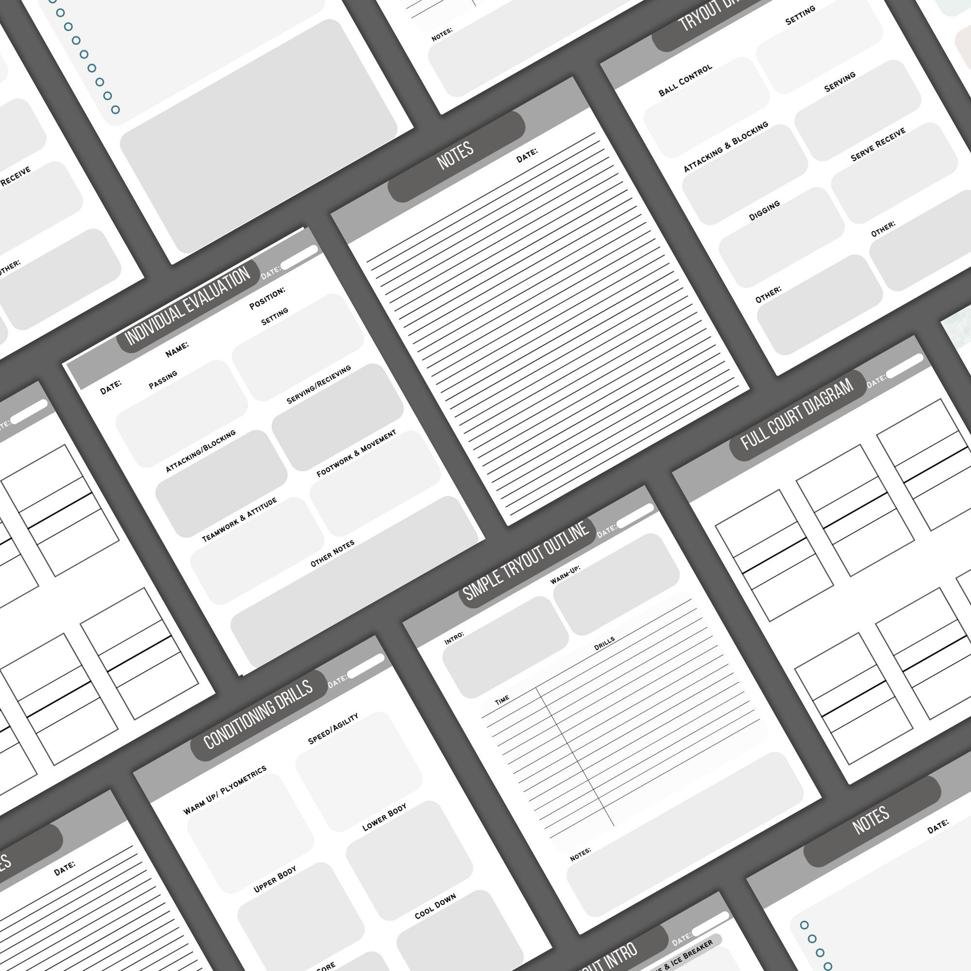 Volleyball Tryout Planner, Volleyball Tryout Sheet, Volleyball Coach's ...