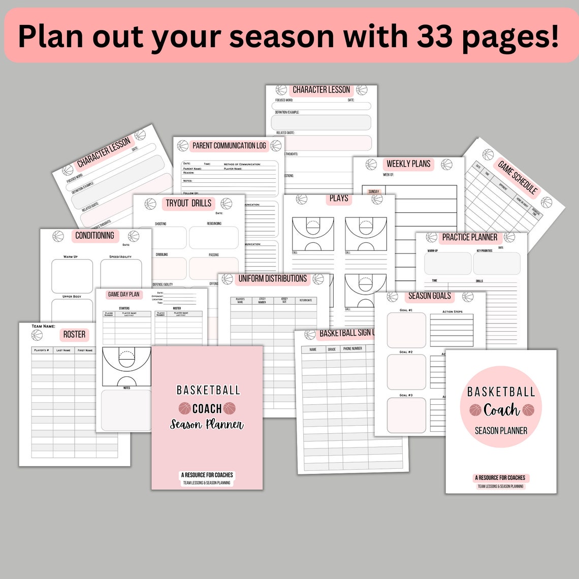 Basketball Planner, Basketball Coach Planner, Basketball Season Planner ...