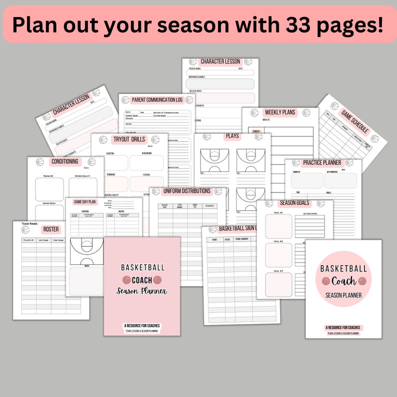 Basketball Planner, Basketball Coach Planner, Basketball Season Planner ...