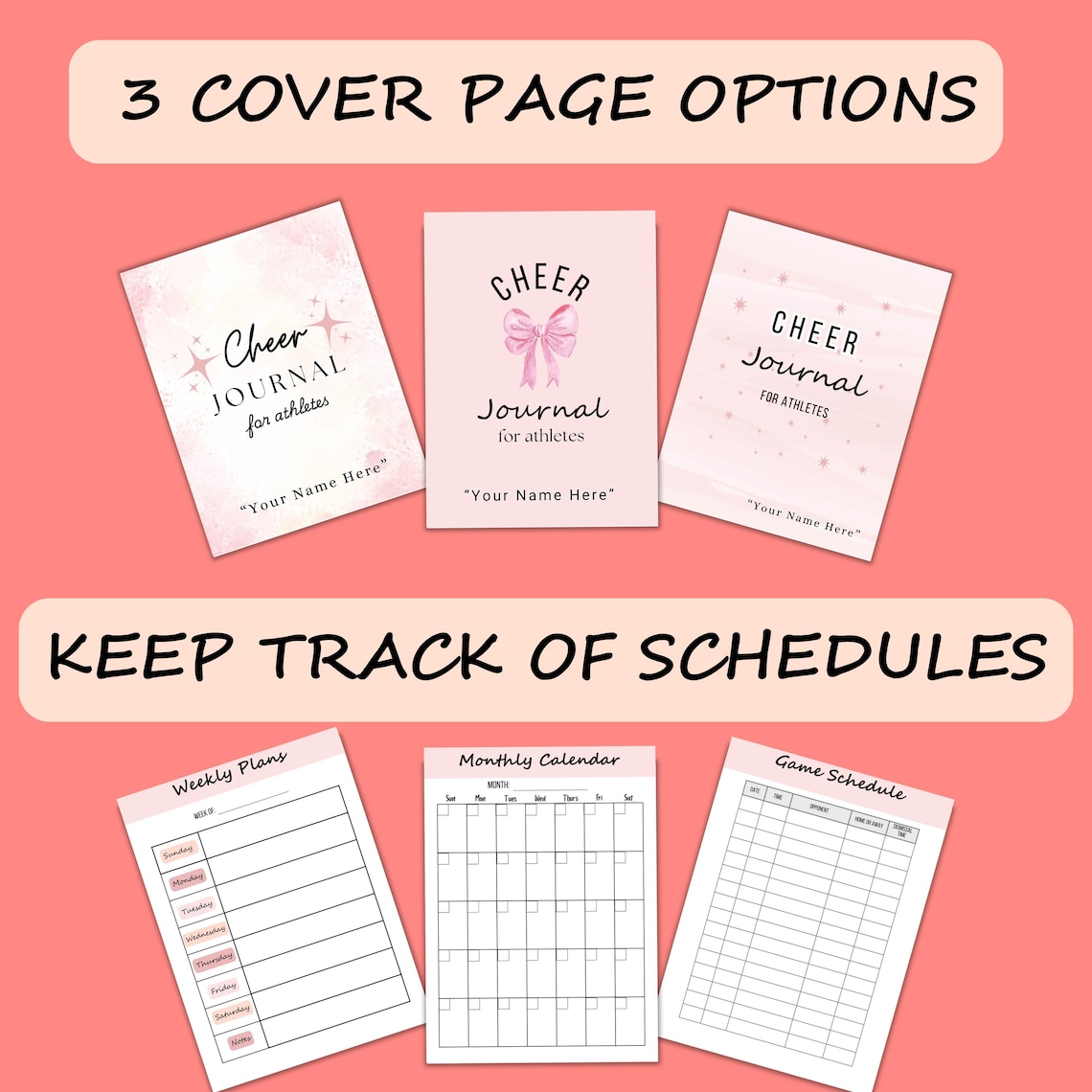 Editable Cheer Journal for Athletes, Cheer Athlete Journal, Cheer ...