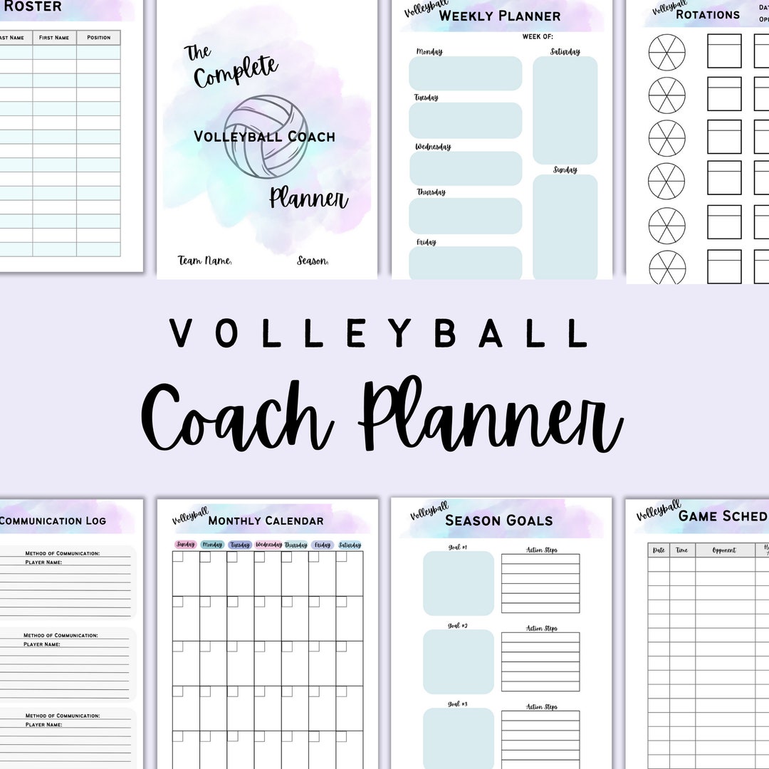Printable Volleyball Coach Planner, Coaching Planner, Volleyball ...