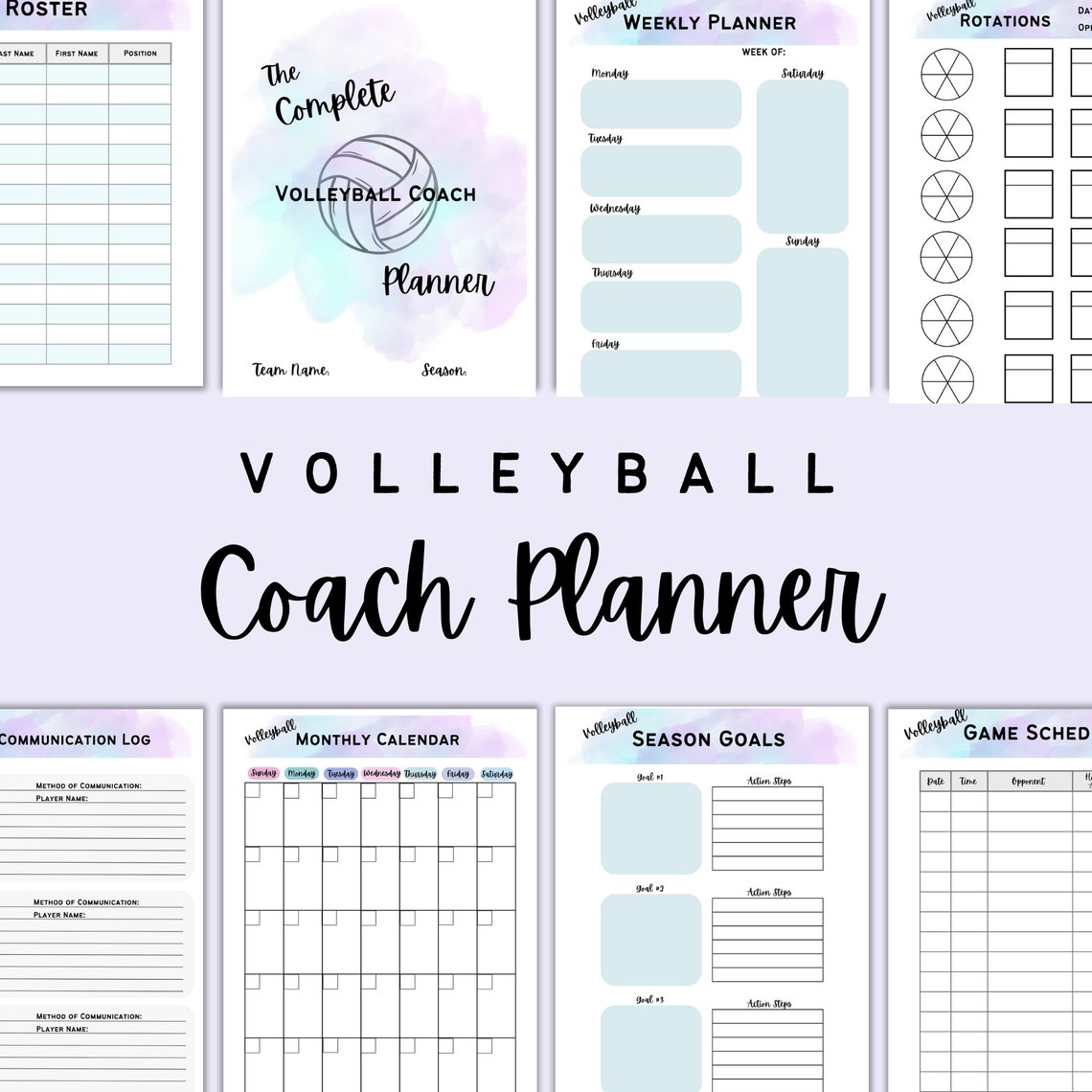 Printable Volleyball Coach Planner, Coaching Planner, Volleyball ...