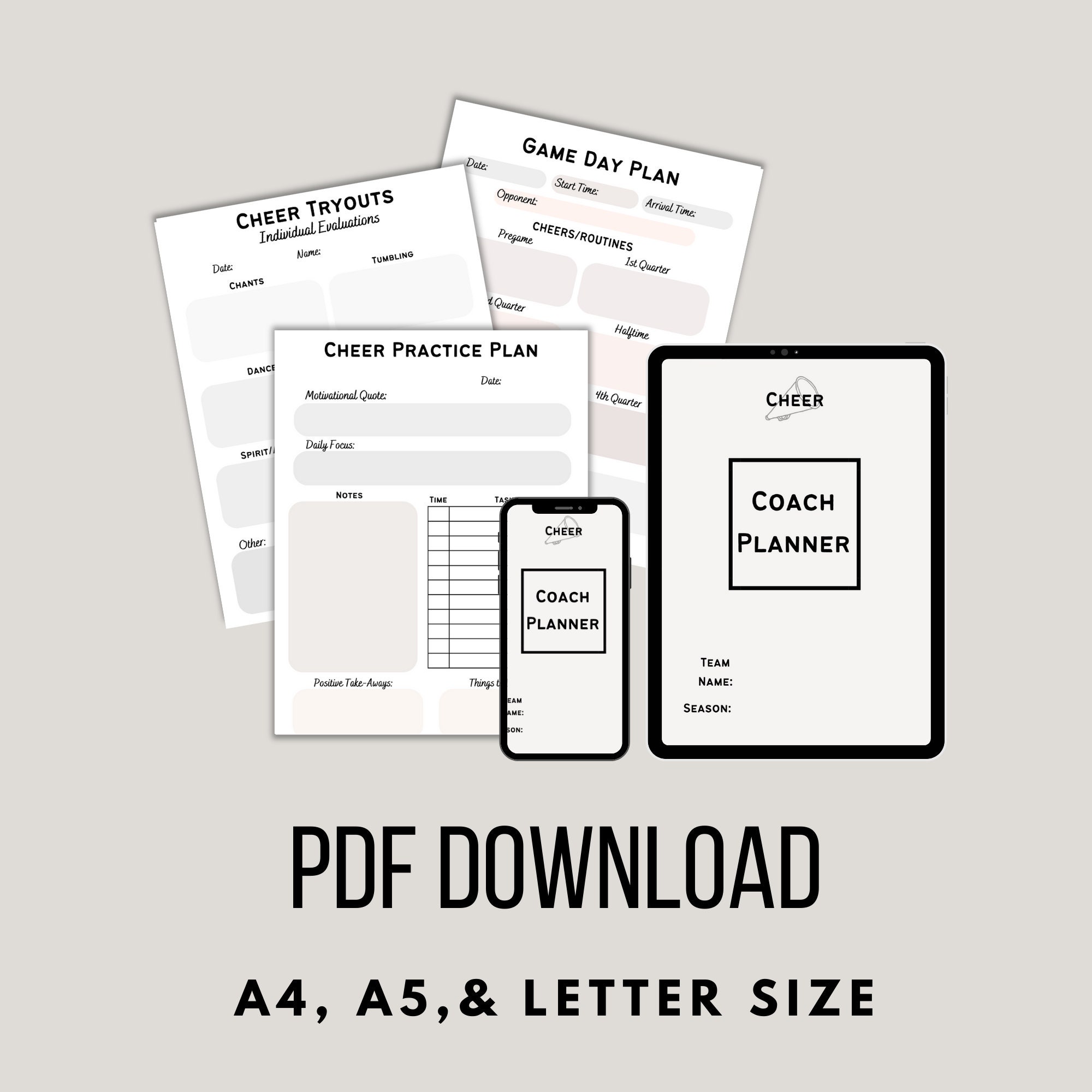 PDF Cheer Coach Planner, Printable Cheer Planner, Cheer Season Planner ...