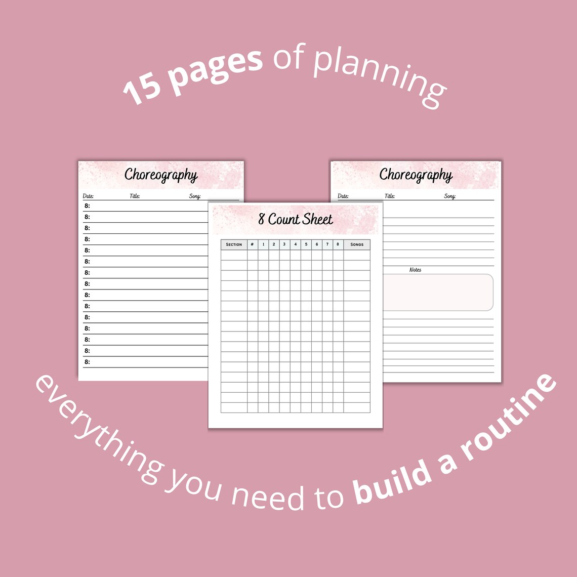 Dance Routine Planner, Choreography Planner, Dance Instructor Planner ...