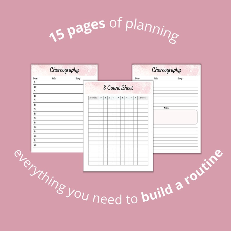 Dance Routine Planner, Choreography Planner, Dance Instructor Planner ...