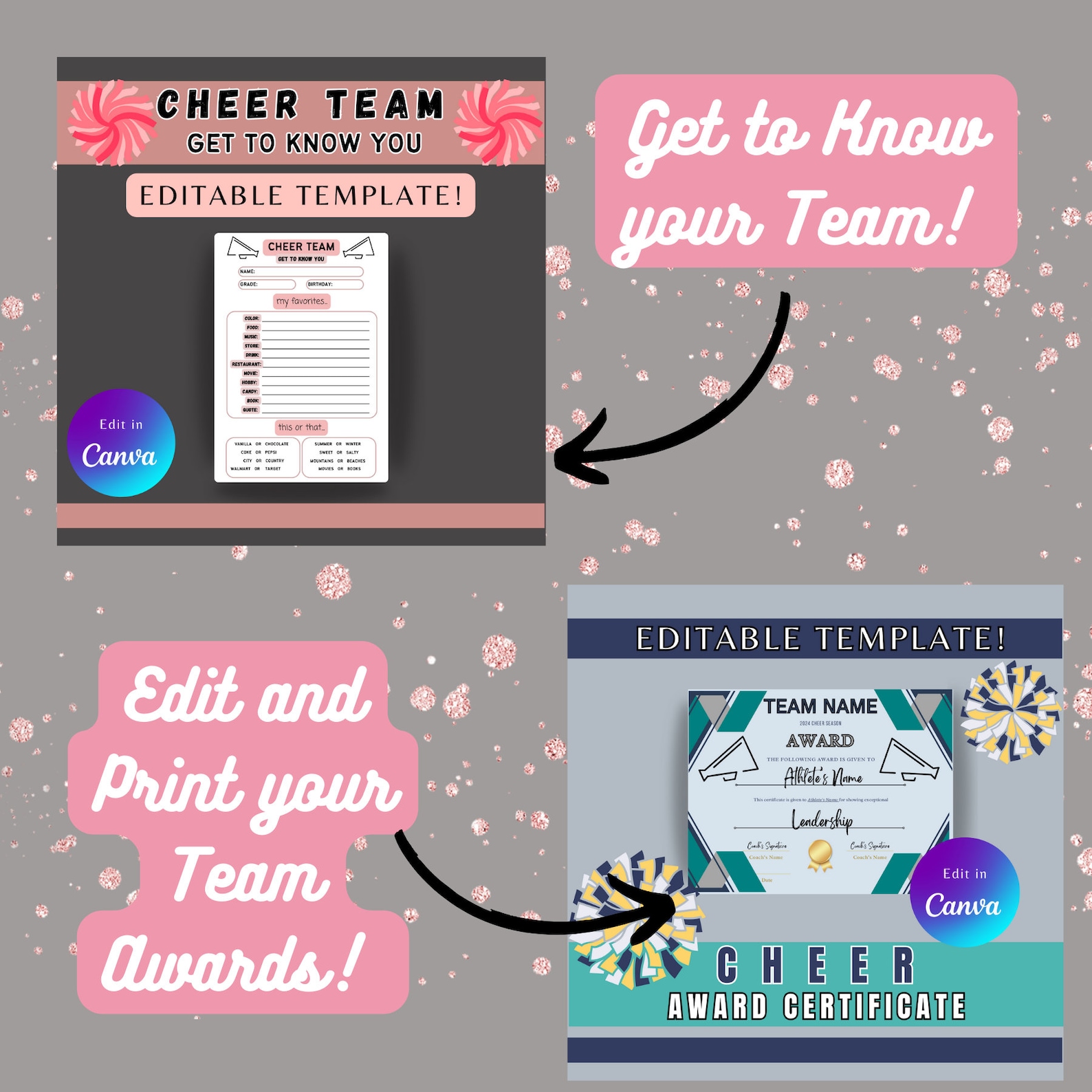 Cheer Coach Bundle, Cheer Coach Planners, Editable Cheer Forms ...