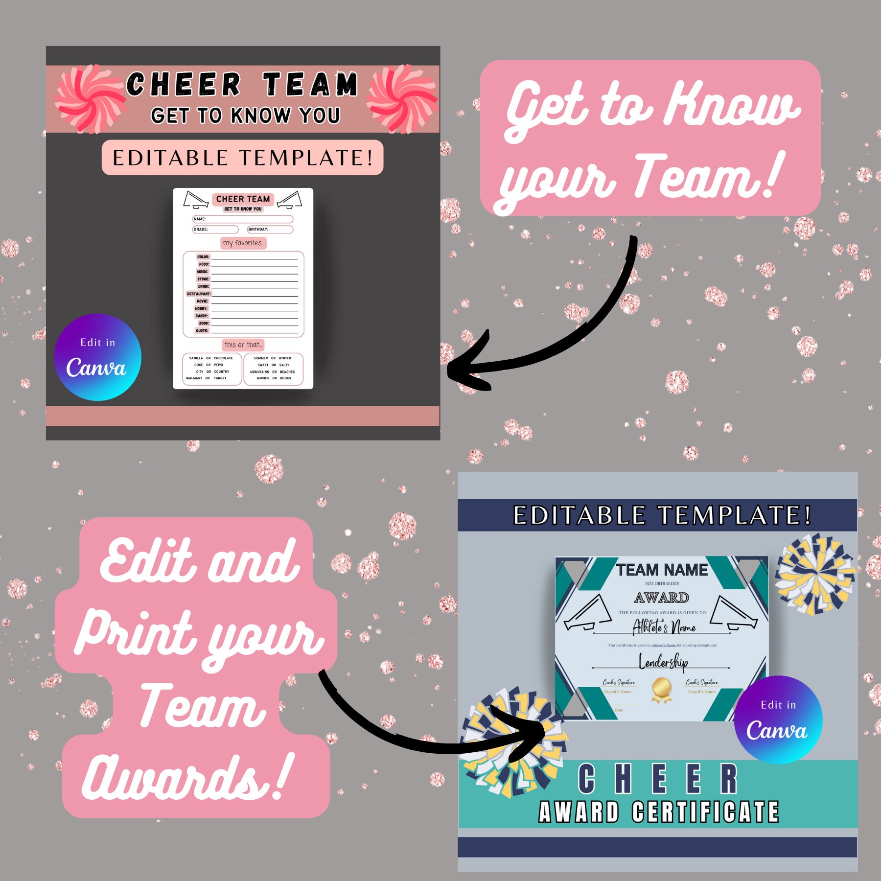 Cheer Coach Bundle, Cheer Coach Planners, Editable Cheer Forms ...