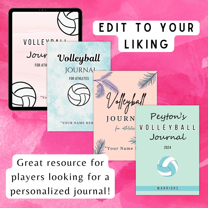 Editable Volleyball Journal for Athletes, Volleyball Athlete Journal ...