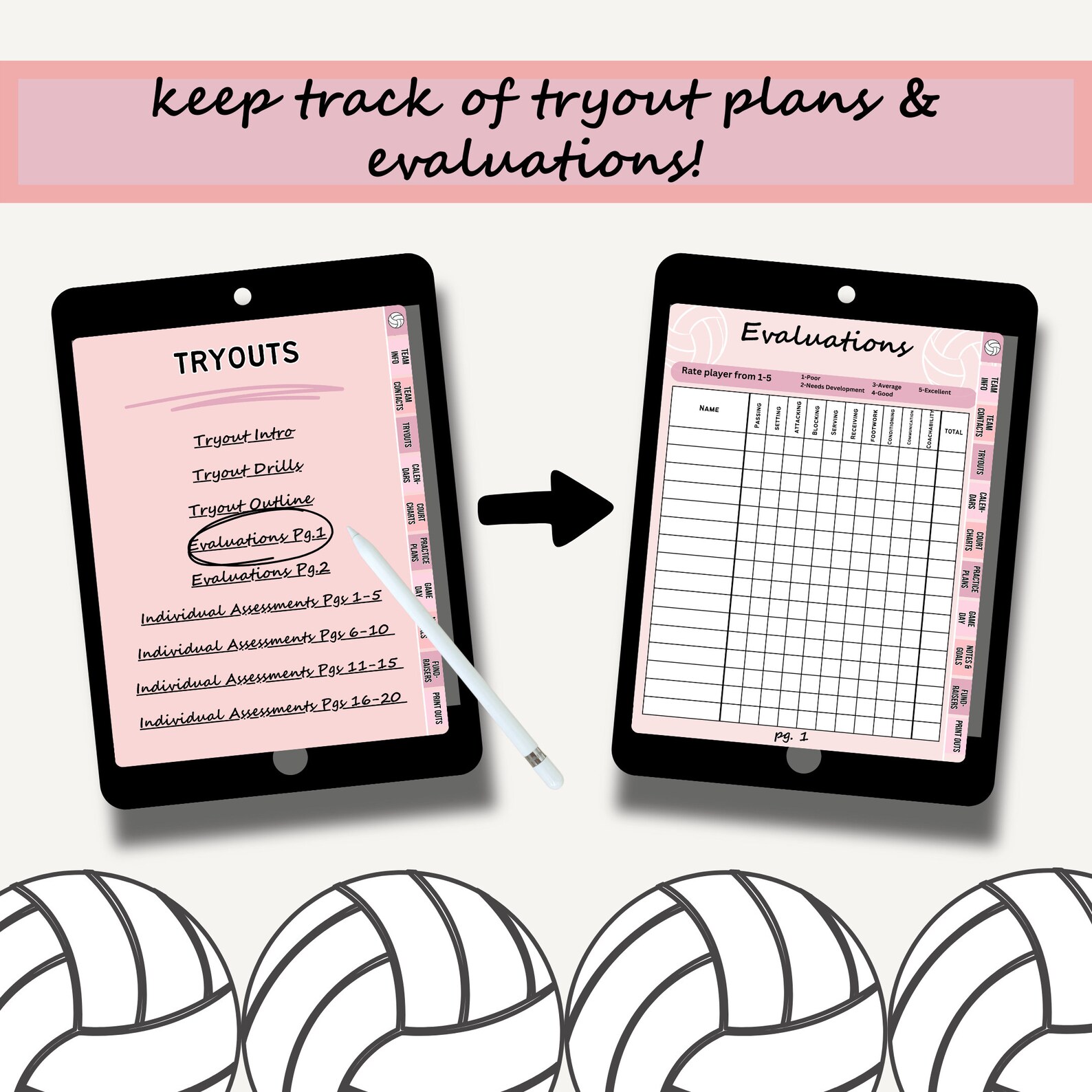 Digital Volleyball Coach Planner, Volleyball Coach Planner, Volleyball ...