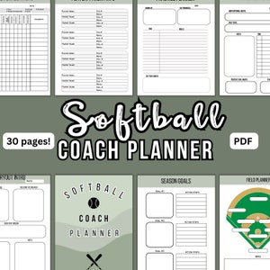 Softball Coach Planner, Softball Coach Printable Planner, Softball ...