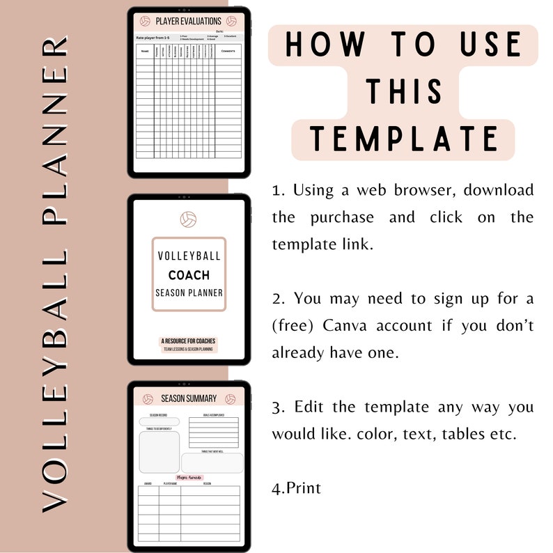 Editable Volleyball Planner, Volleyball Coach Planner, Editable ...