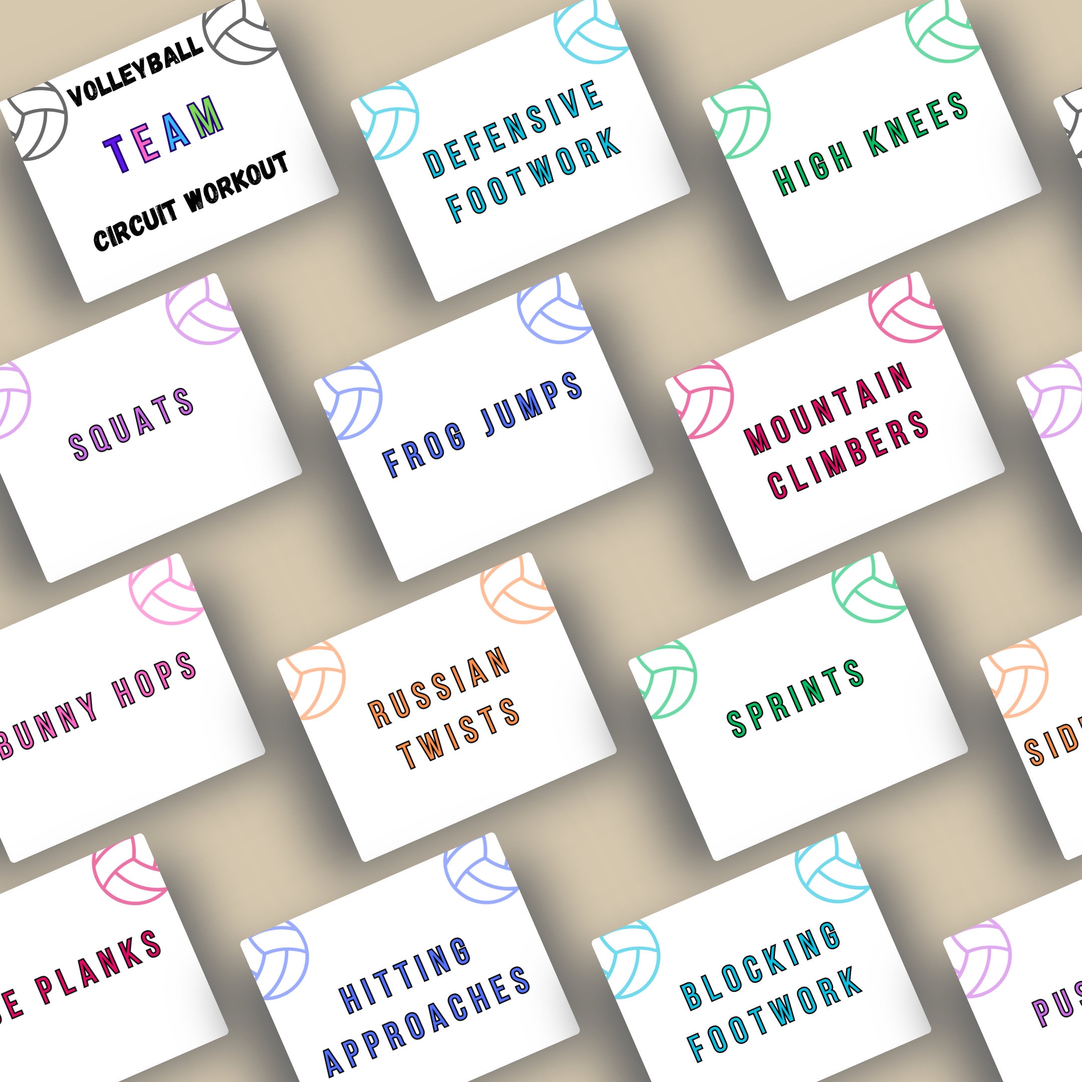 Editable Volleyball Team Workout, Volleyball Circuit, Editable ...