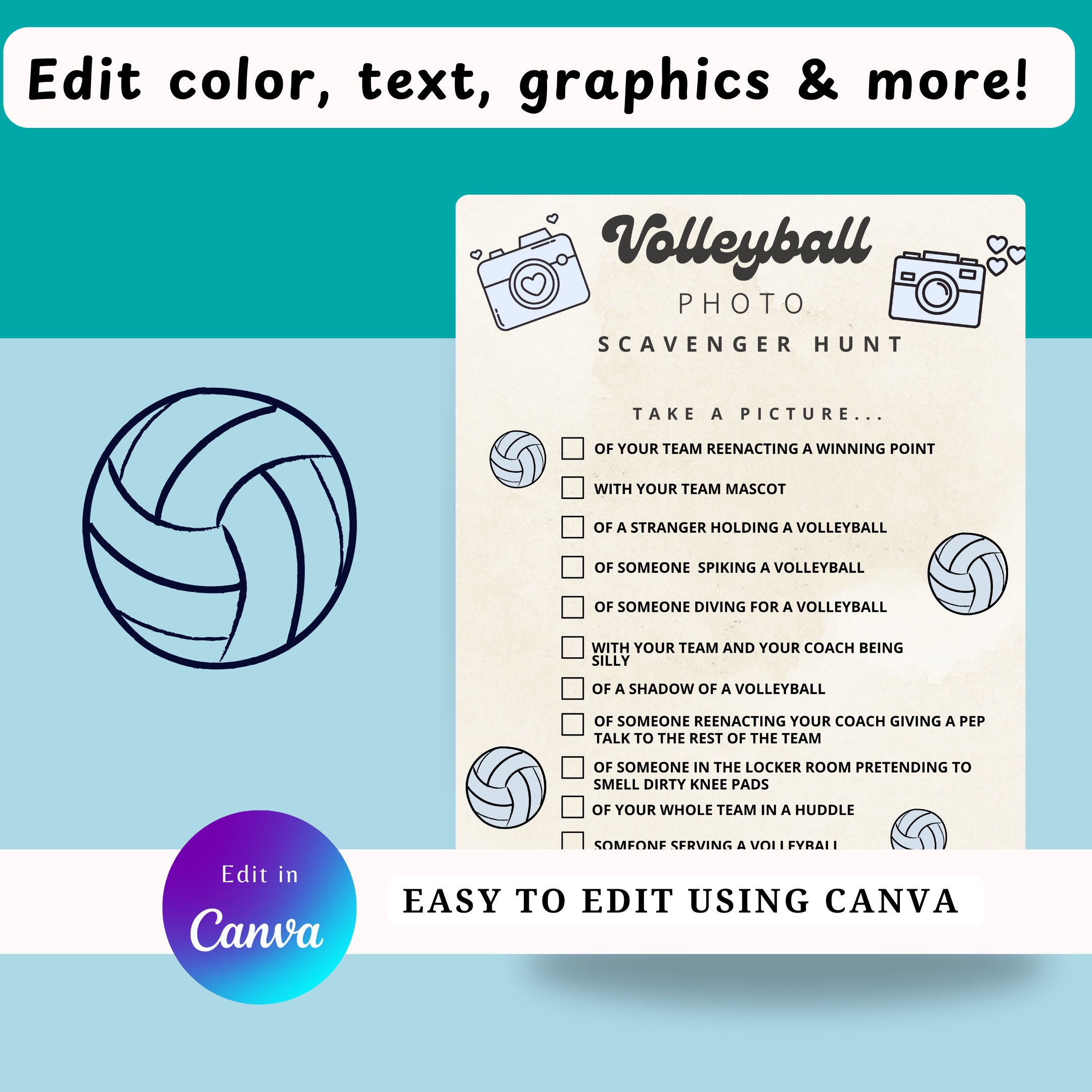 Volleyball Scavenger Hunt, Volleyball Photo Scavenger Hunt, Volleyball ...